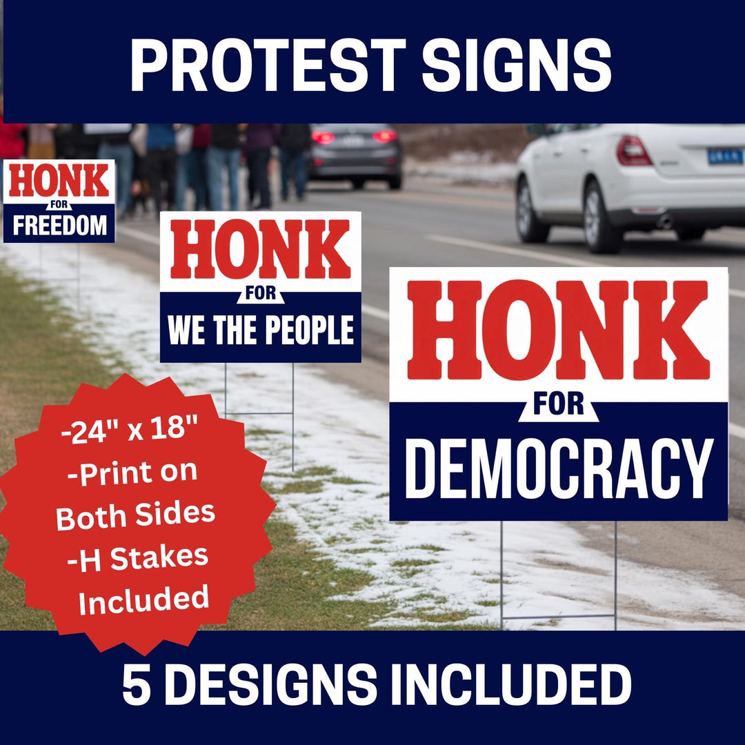 Honk for Democracy Protest Signs, 5 Designs Included, Anti Trump Yard ...