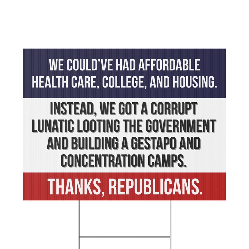 Democracy Yard Sign | Anti Trump Yard Sign | Political Yard Sign ...