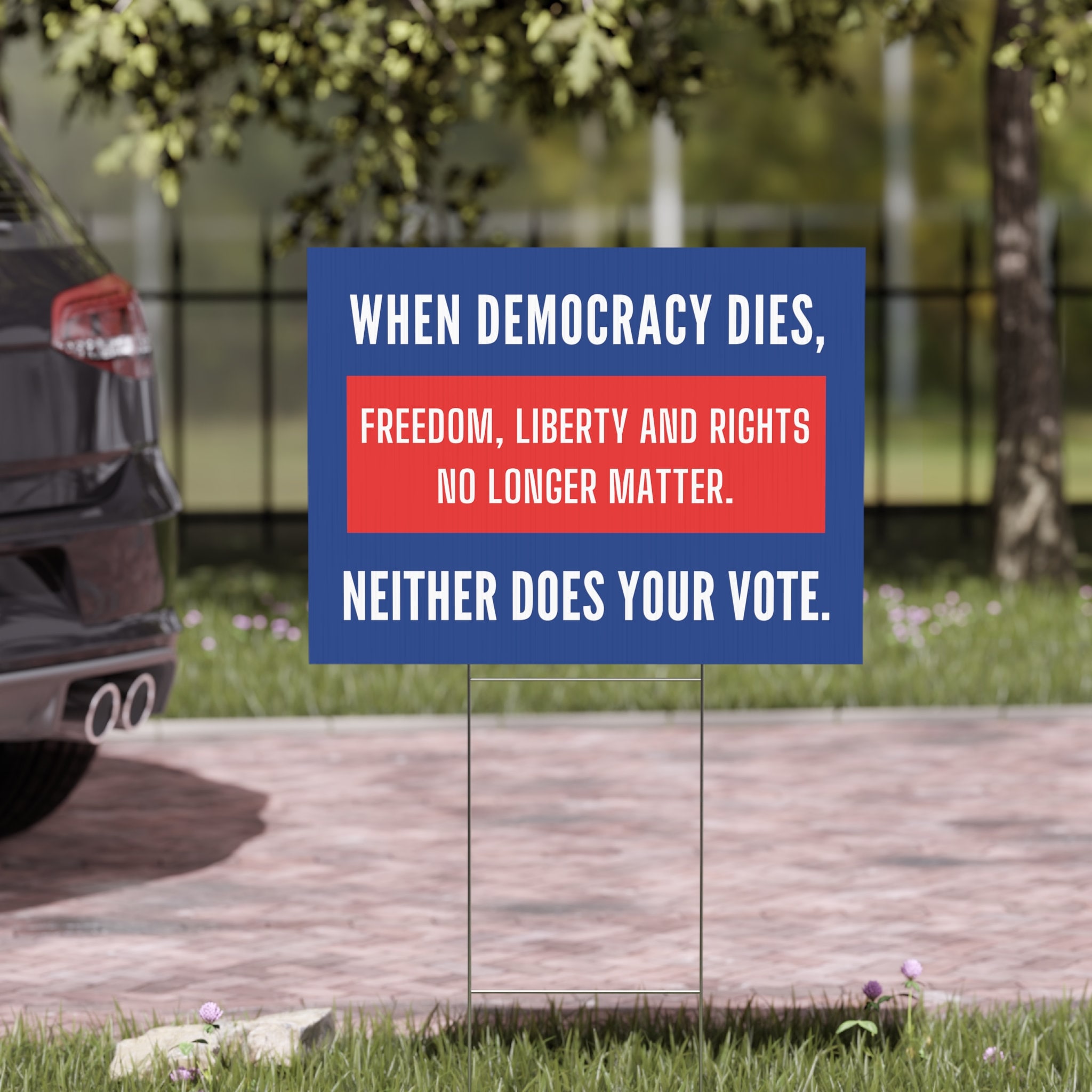 Democracy Lawn Sign, Democracy Yard Sign, 24 X 18, Printed on Both ...