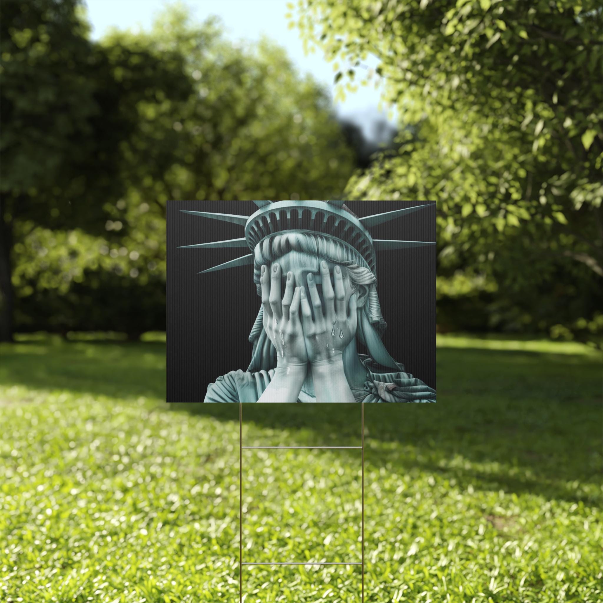 Protest Sign, Weeping Statue of Liberty Yard Sign, Anti Trump Yard Sign ...