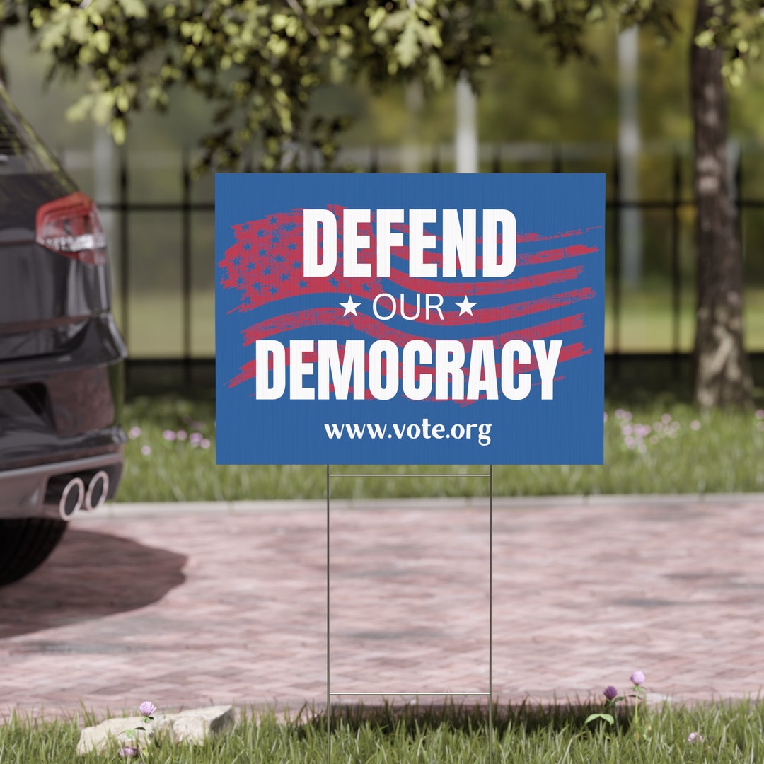 Democracy Yard Sign, Democracy Lawn Sign, Defend Democracy, 24 X 18 ...