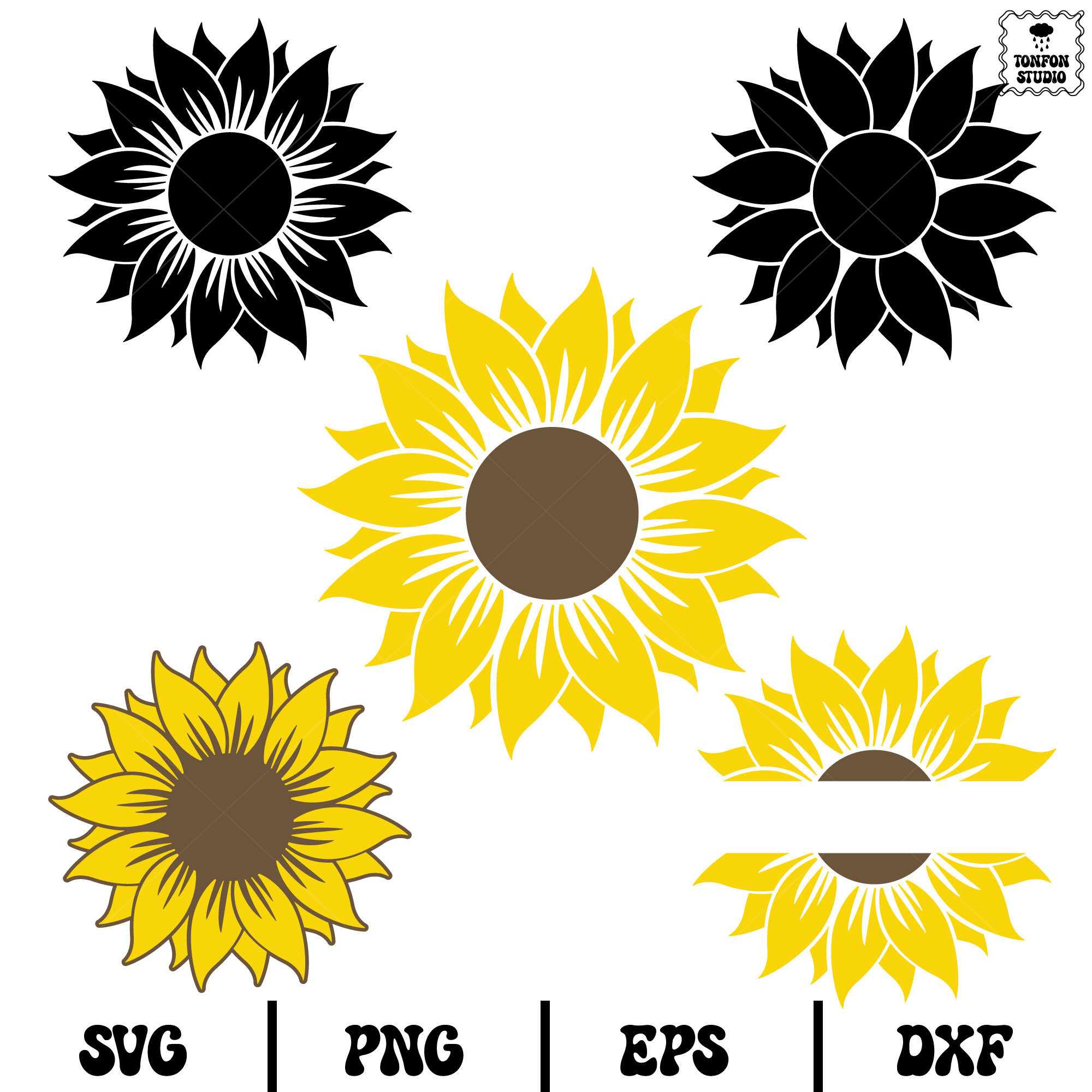 Sunflower Bundle Svg, Sunflower Svg, Flower Svg, Monogram Svg ...
