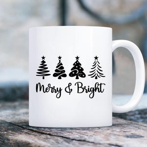 Merry & Bright Svg | Christmas Tree | Pine Tree | Instant Digital ...