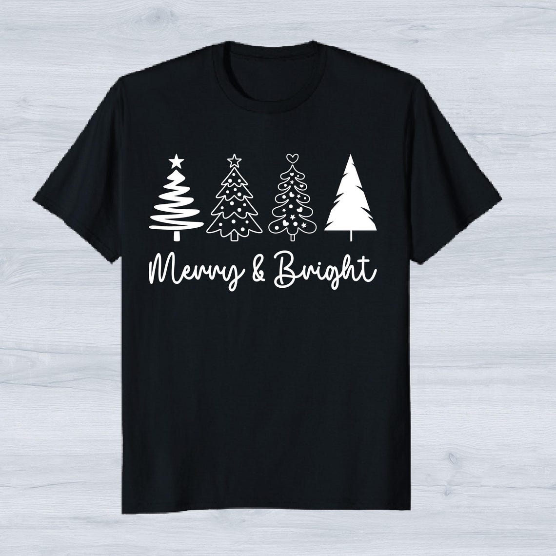 Merry & Bright Svg | Christmas Tree | Pine Tree | Instant Digital ...