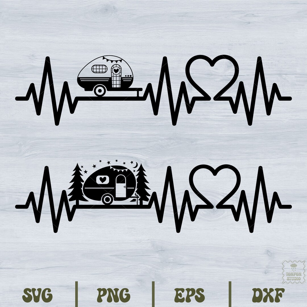 Happy Camper Svg, Happy Camper Heartbeat Svg, Camper Heartbeat Svg ...