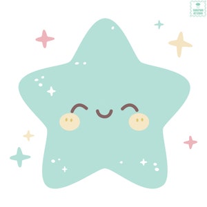 Cute Star Pastel Svg, Star Set, Different Moods, Star Clipart, Pastel ...