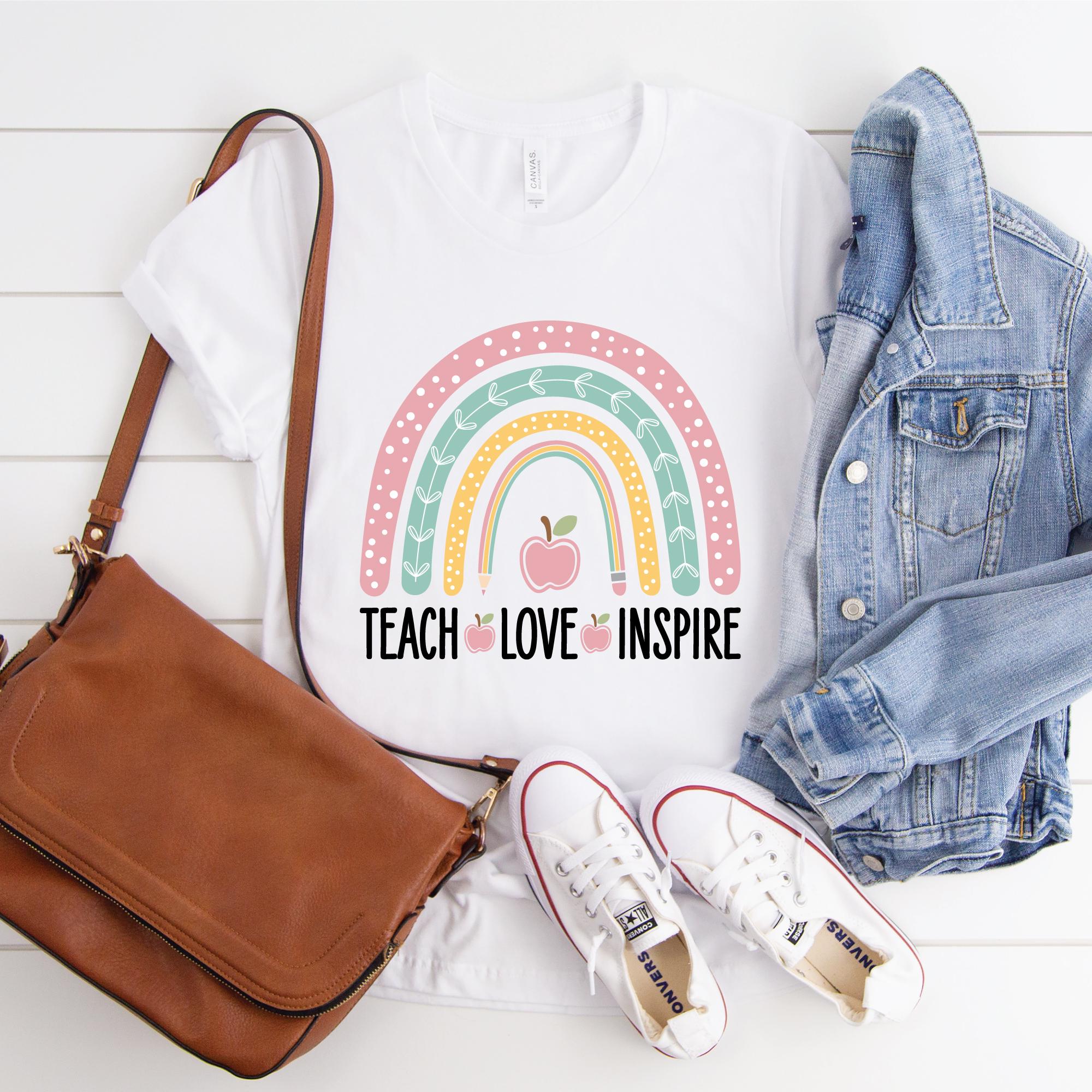 Teach Love Inspire Svg, Teacher Rainbow Svg, Teacher Svg, Back to ...