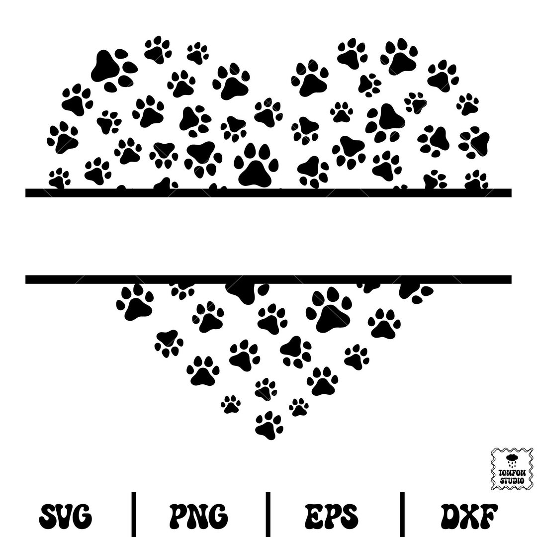 Paw Print Heart Svg, Paw Monogram Svg, Dog Svg, Dog Mama Svg, Dog Love ...