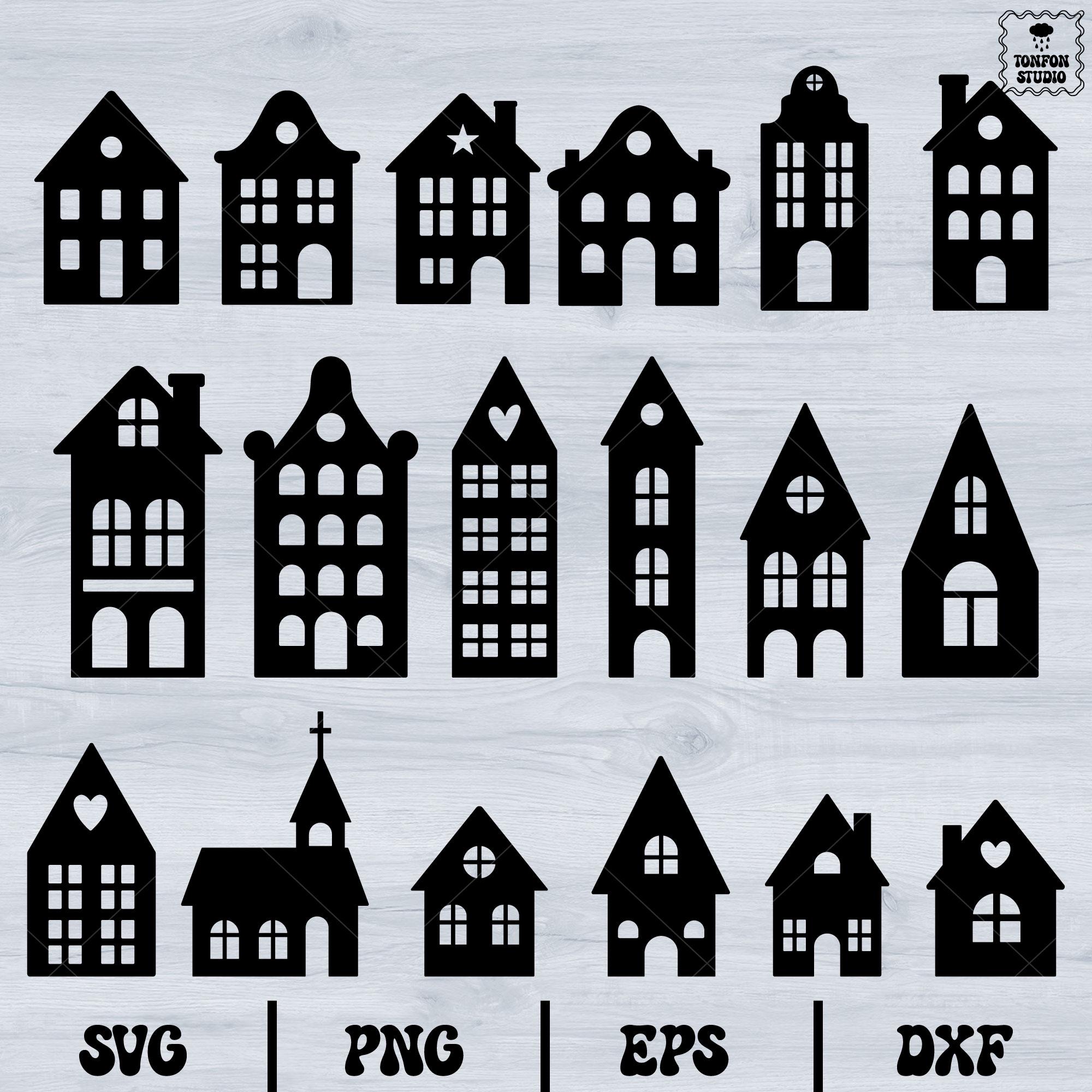 Christmas House SVG Bundle | Winter Village Silhouette | Christmas ...