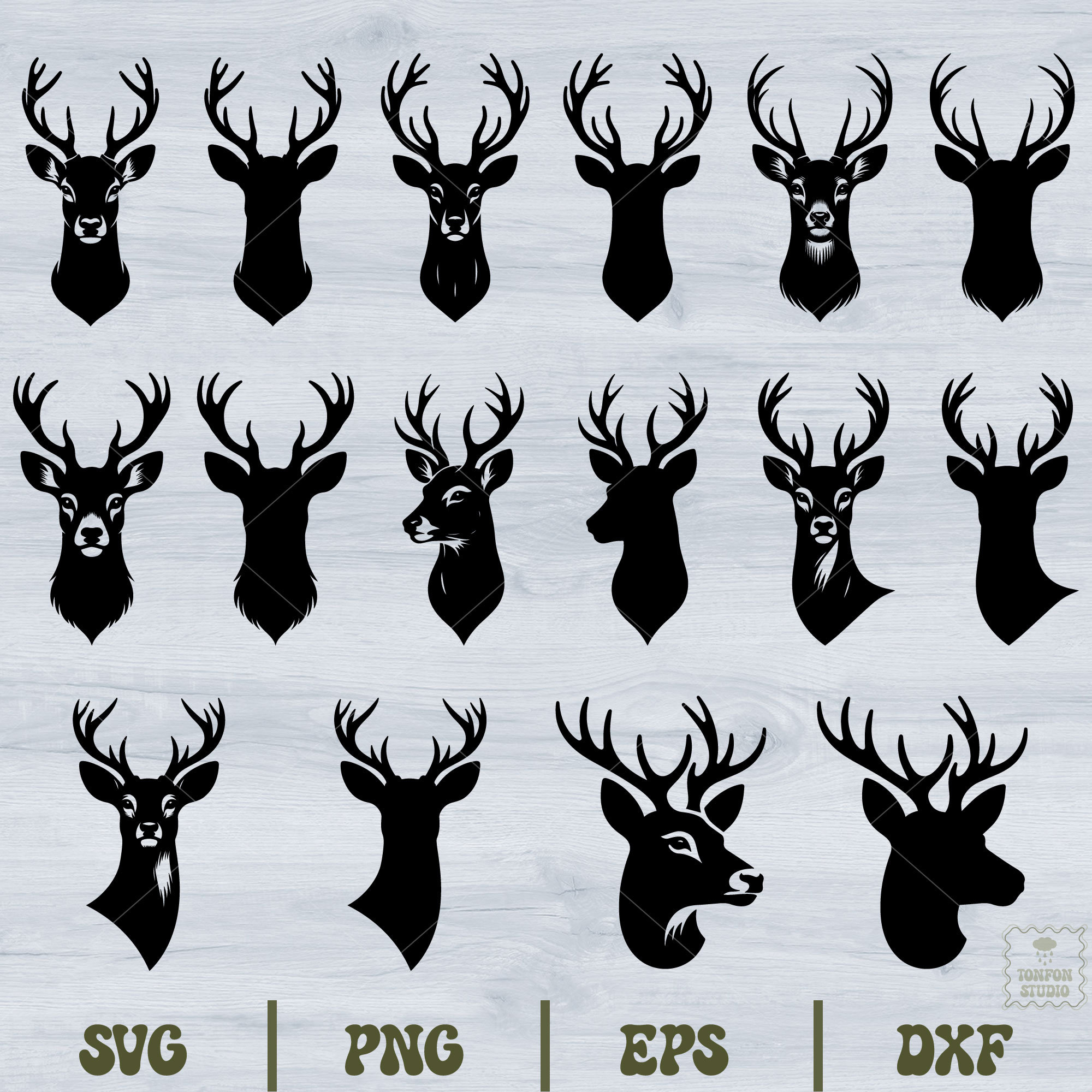 Deer Head Silhouette Svg, Deer Head Svg, Deer Cut File, Deer Clipart ...