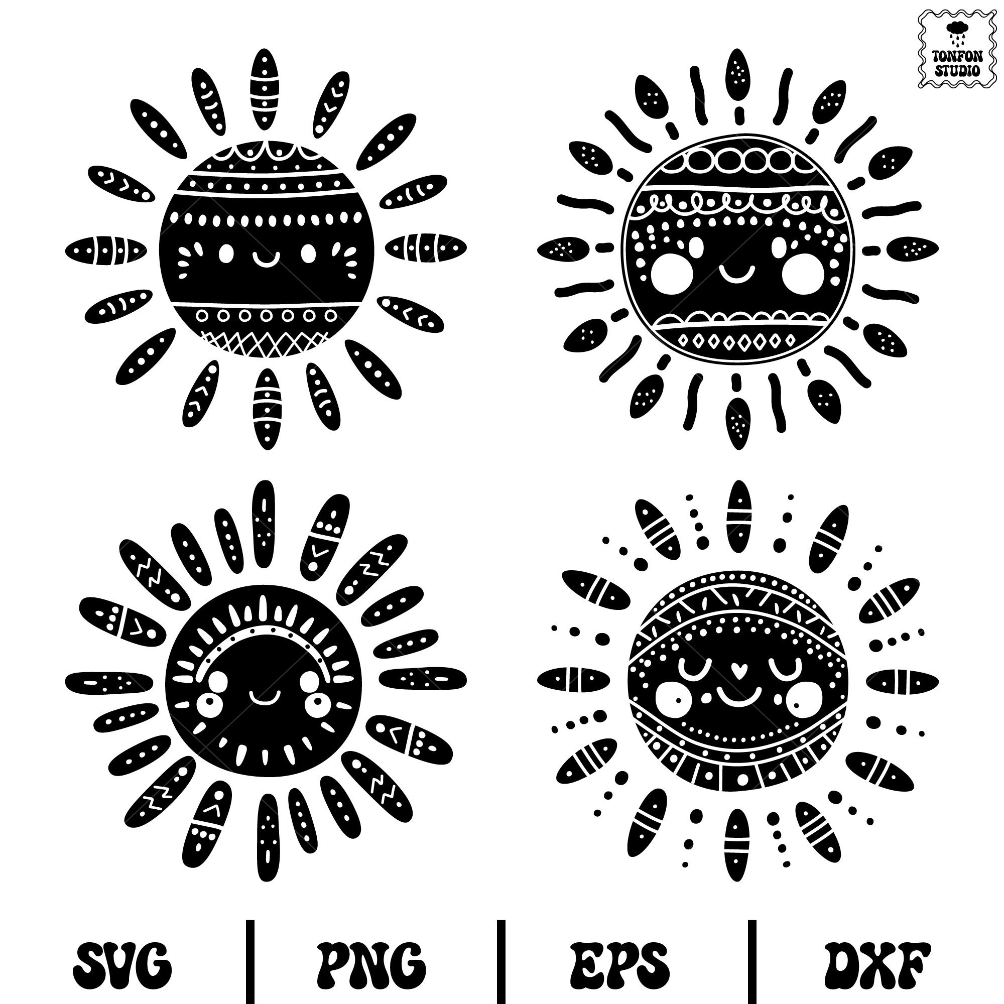 Boho Sun Svg Cute Sun Clipart Svg Sunshine Svg Cute Sun Face Svg Etsy