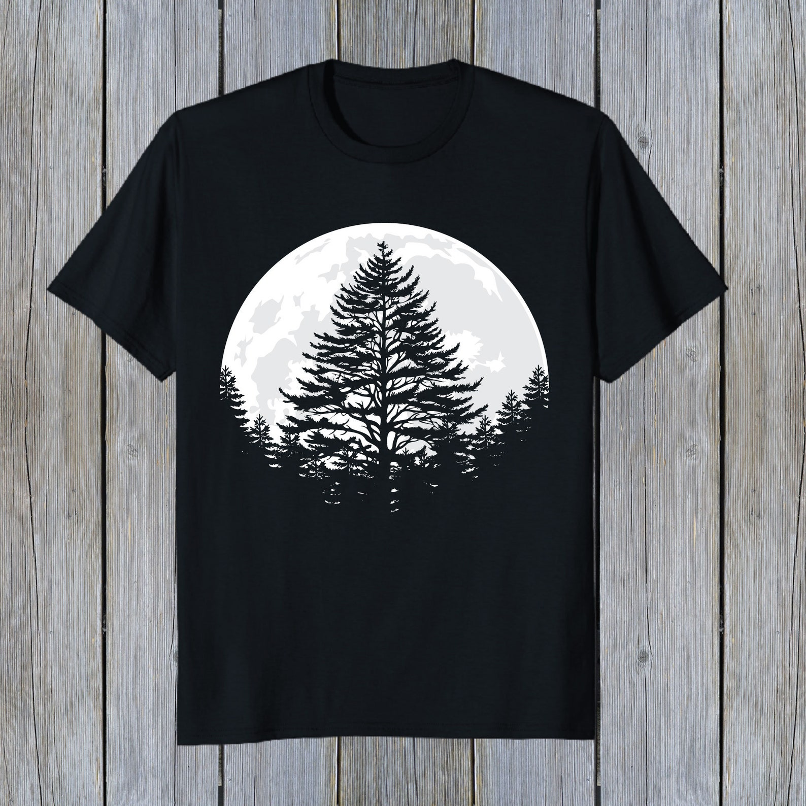 Full Moon Pine Trees, Forest Silhouette Svg - Etsy