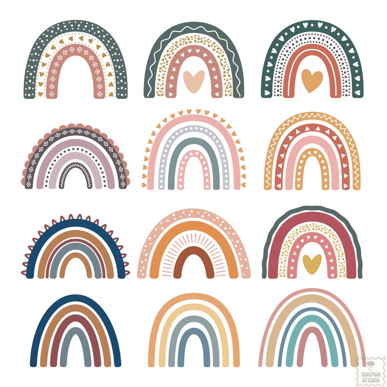 42 Boho Rainbow SVG Bundle, Cute Rainbow SVG, Boho Rainbow Clipart ...
