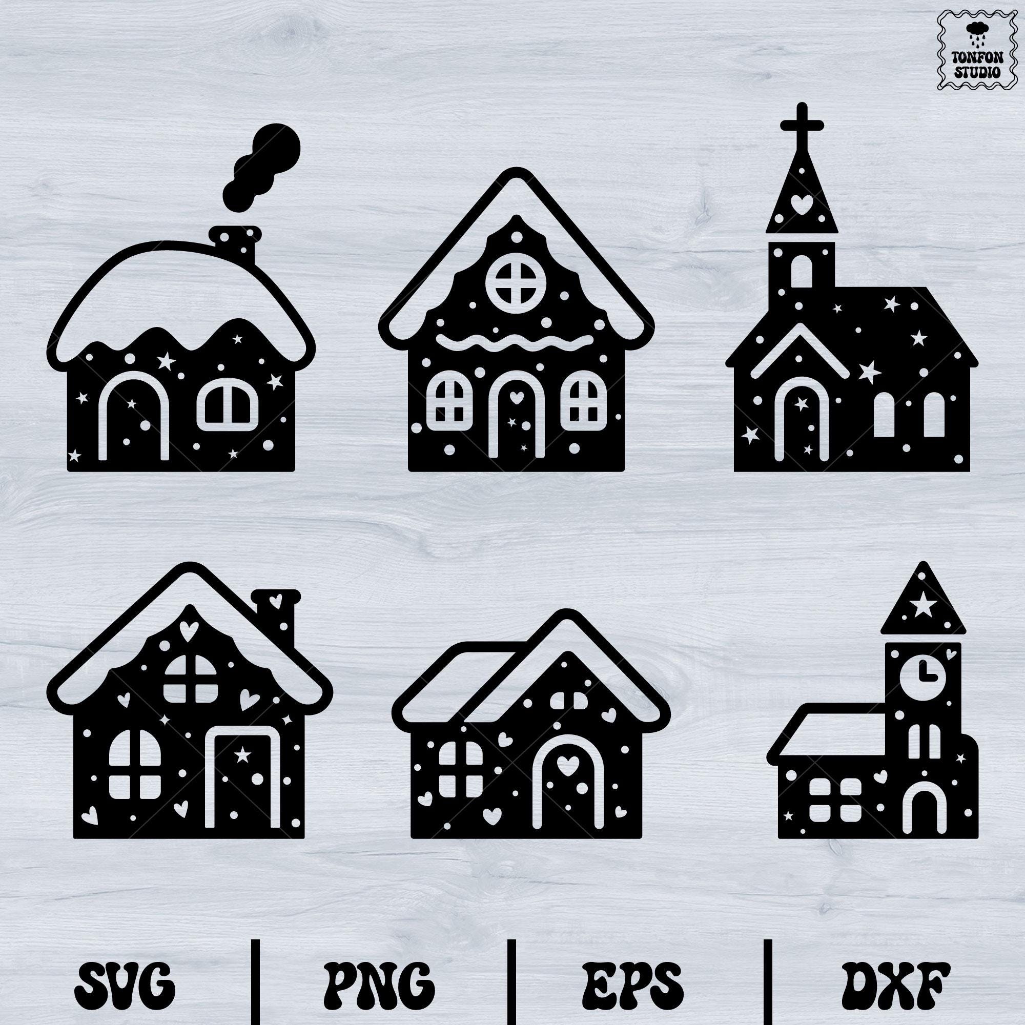 Christmas House SVG Bundle | Winter Village Silhouette | Instant ...
