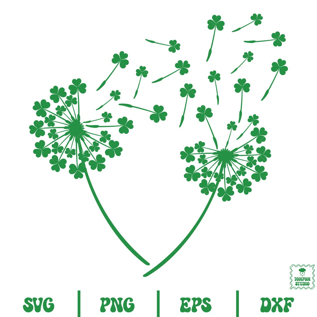 St. Patrick's Day Svg, Clover Leaf Svg, Dandelion With Shamrock, Lucky ...