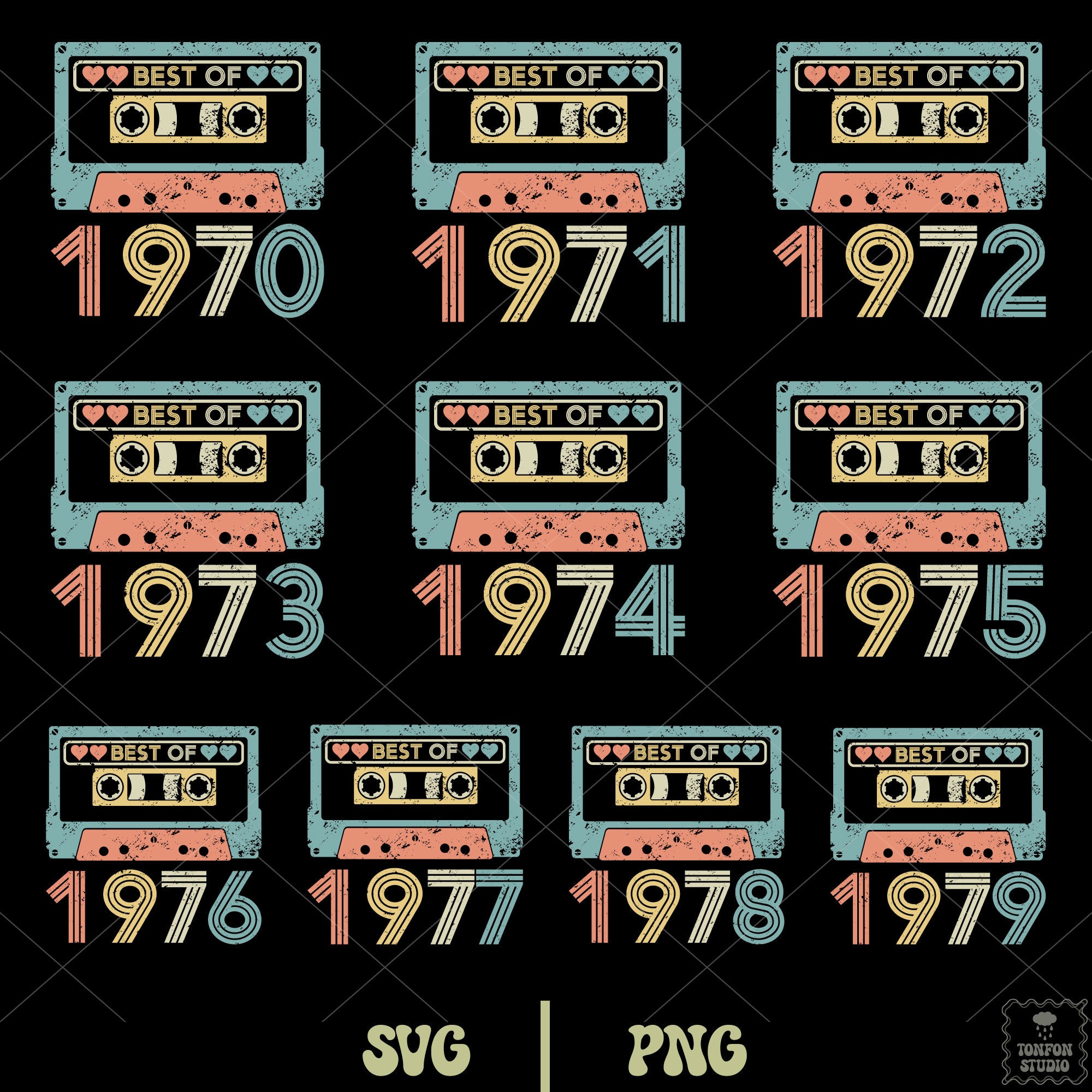 Best of 1970 - 79, Birthday Svg, 70s, Cassette Tape Bundle, Birthday ...