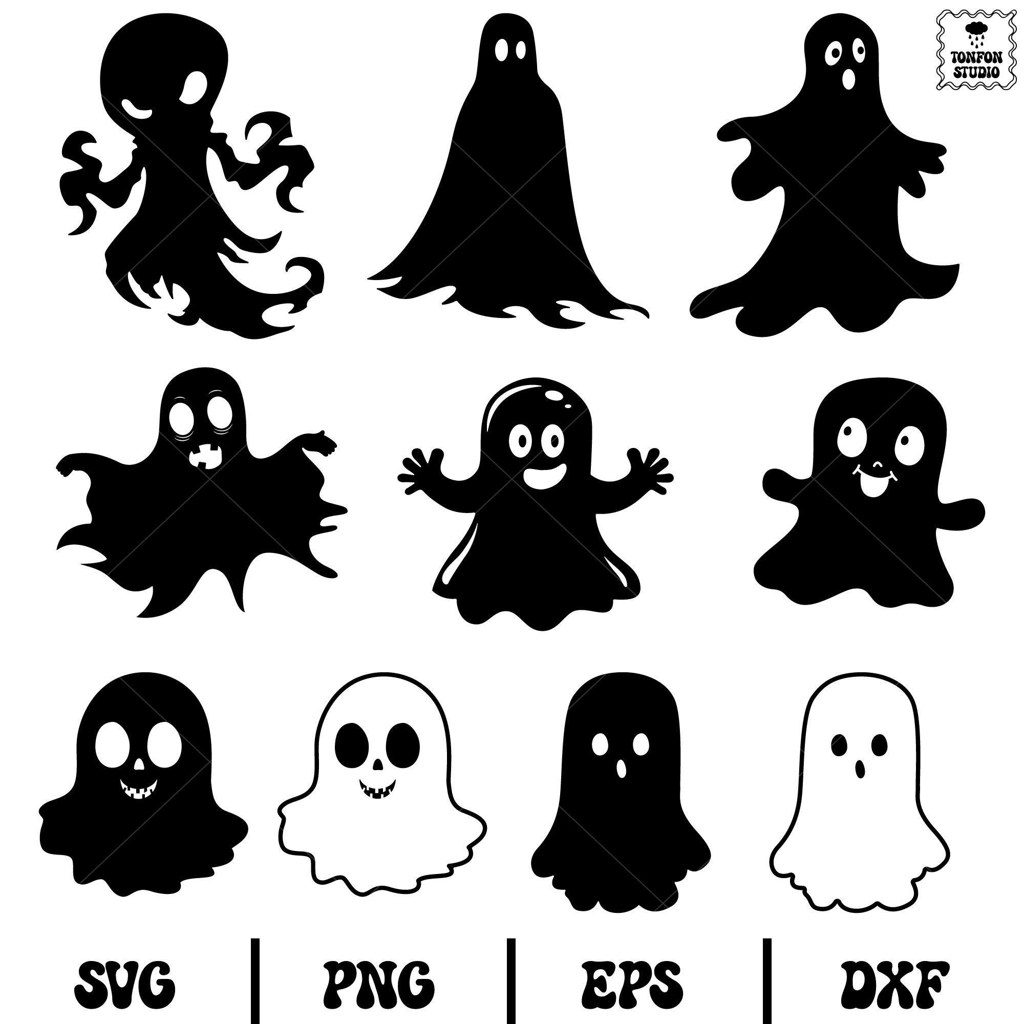 Ghost Halloween Svg, Ghosts Svg, Ghost Clipart - Etsy