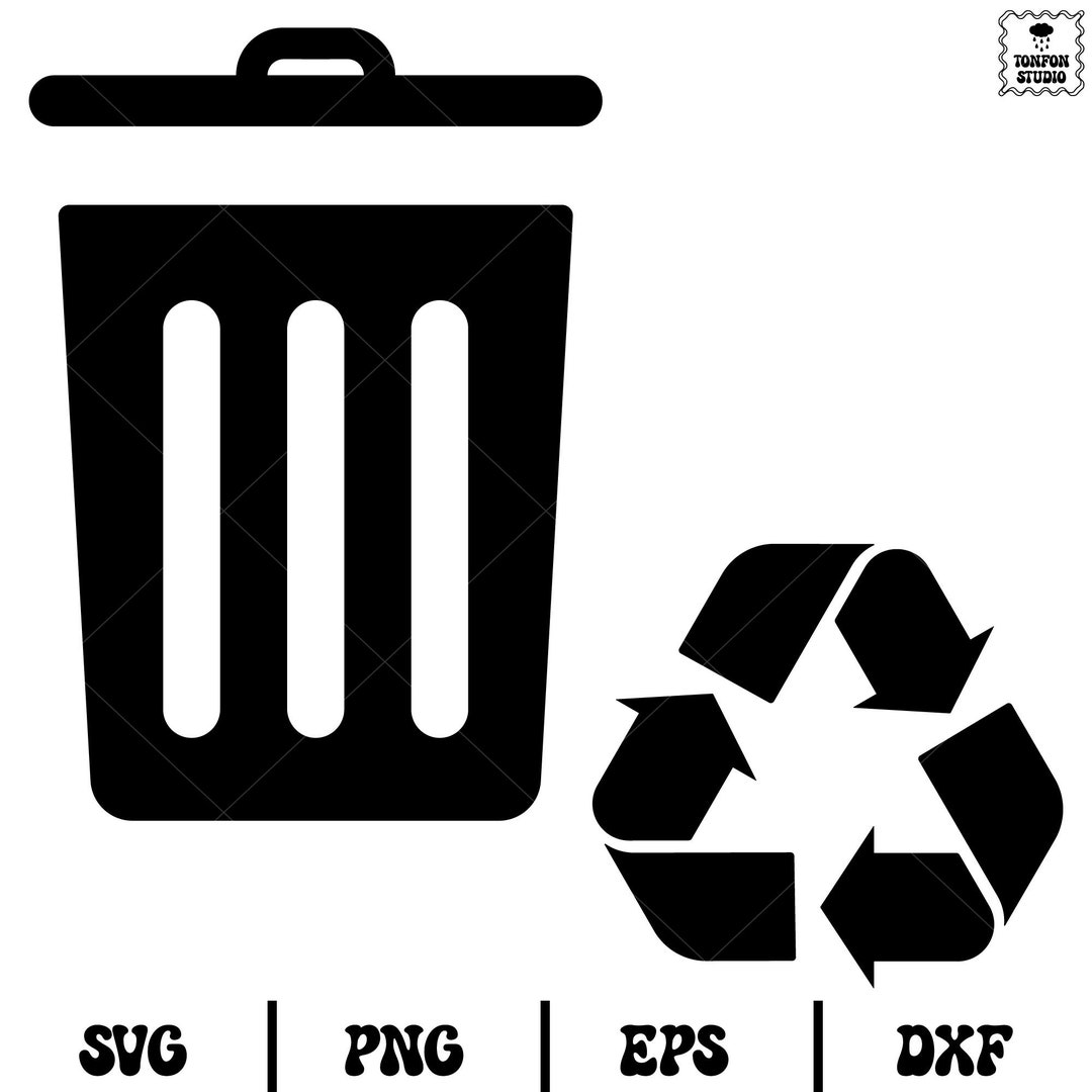 Trash Can and Recycle Svg, Trash Svg, Bucket Svg, Recycle SVG - Etsy