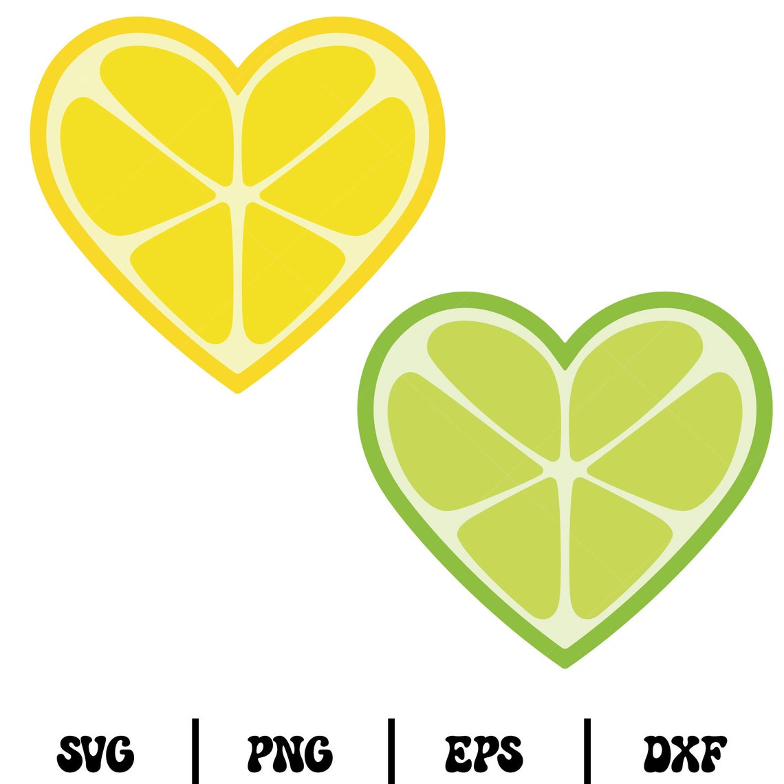 Heart Lime and Lemon Svg, Lemon Slice Svg, Lime Slice Svg, Lemon Fruit ...
