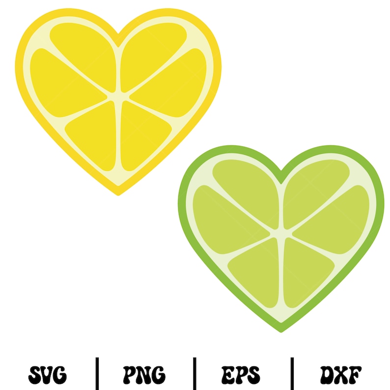 Heart Lime and Lemon Svg, Lemon Slice Svg, Lime Slice Svg, Lemon Fruit ...