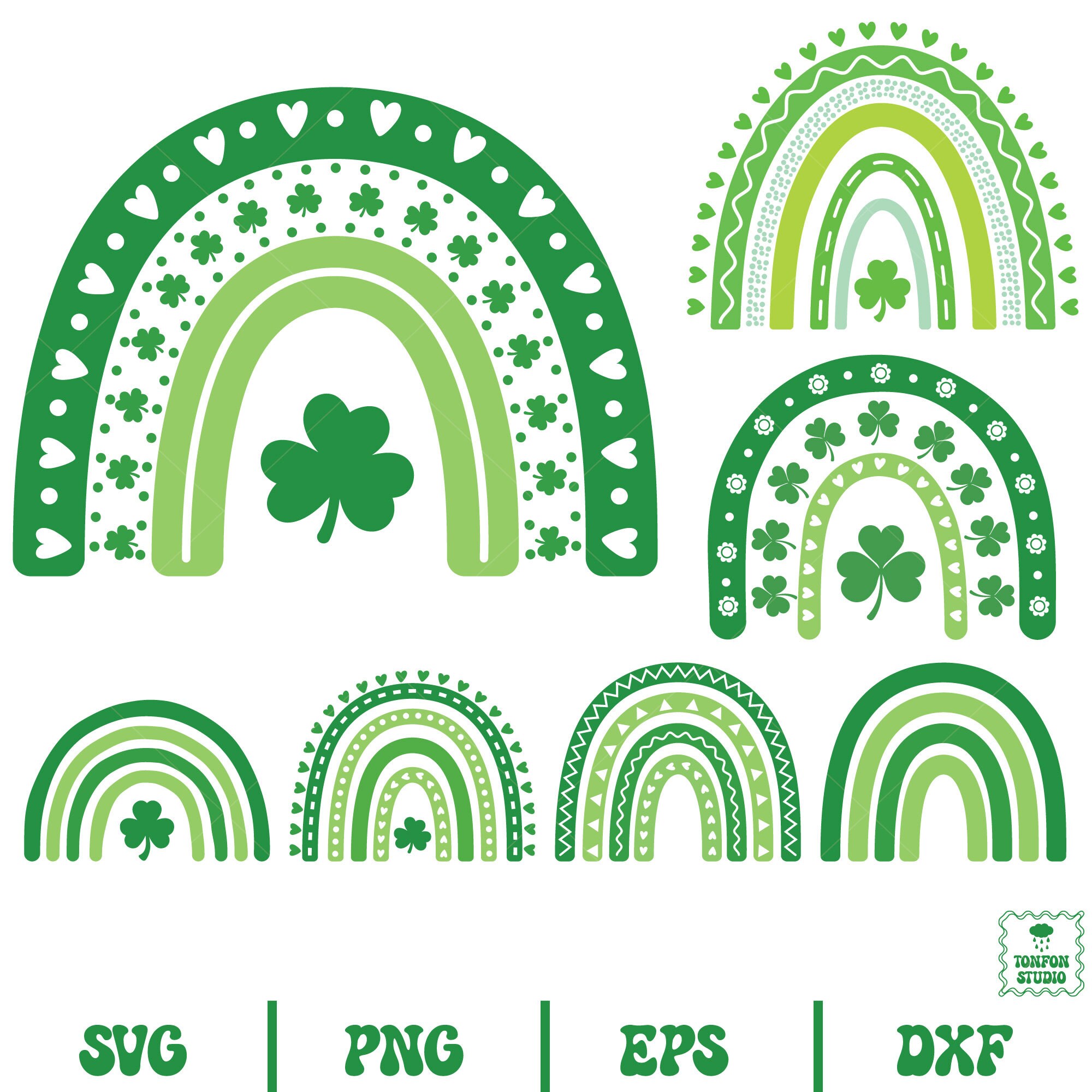 St. Patrick's Day Rainbow Svg, Rainbow Sticker Svg, Shamrock Svg ...