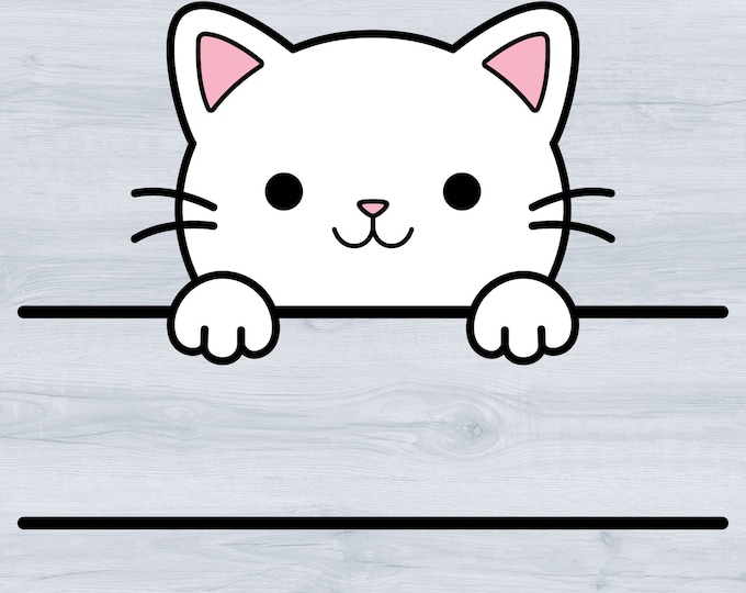 Cute Cat Layered SVG Cut File Name Label Frame Monogram Cutting File ...
