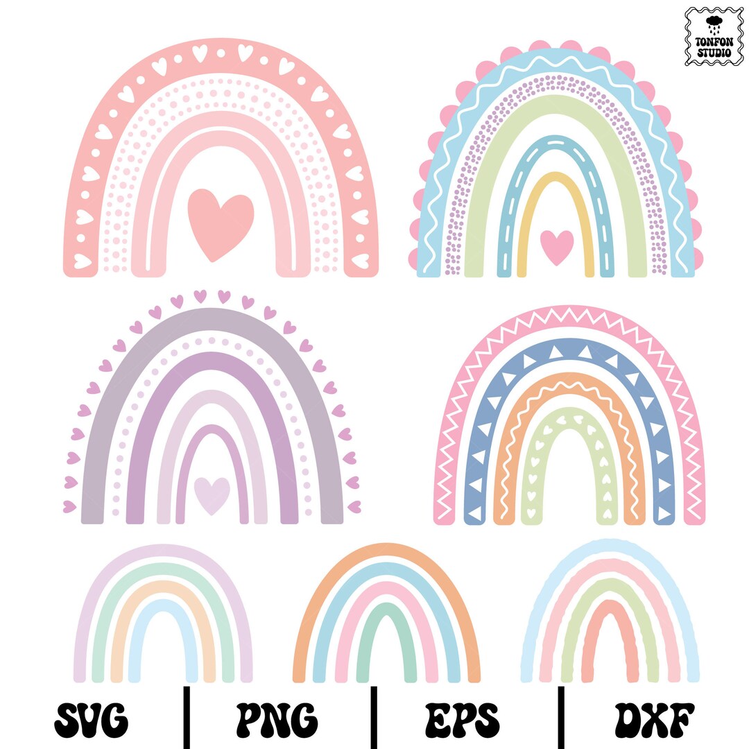 Pastel Rainbow Bundle, Boho Rainbow Svg, Happy Rainbows Svg, Pastel ...