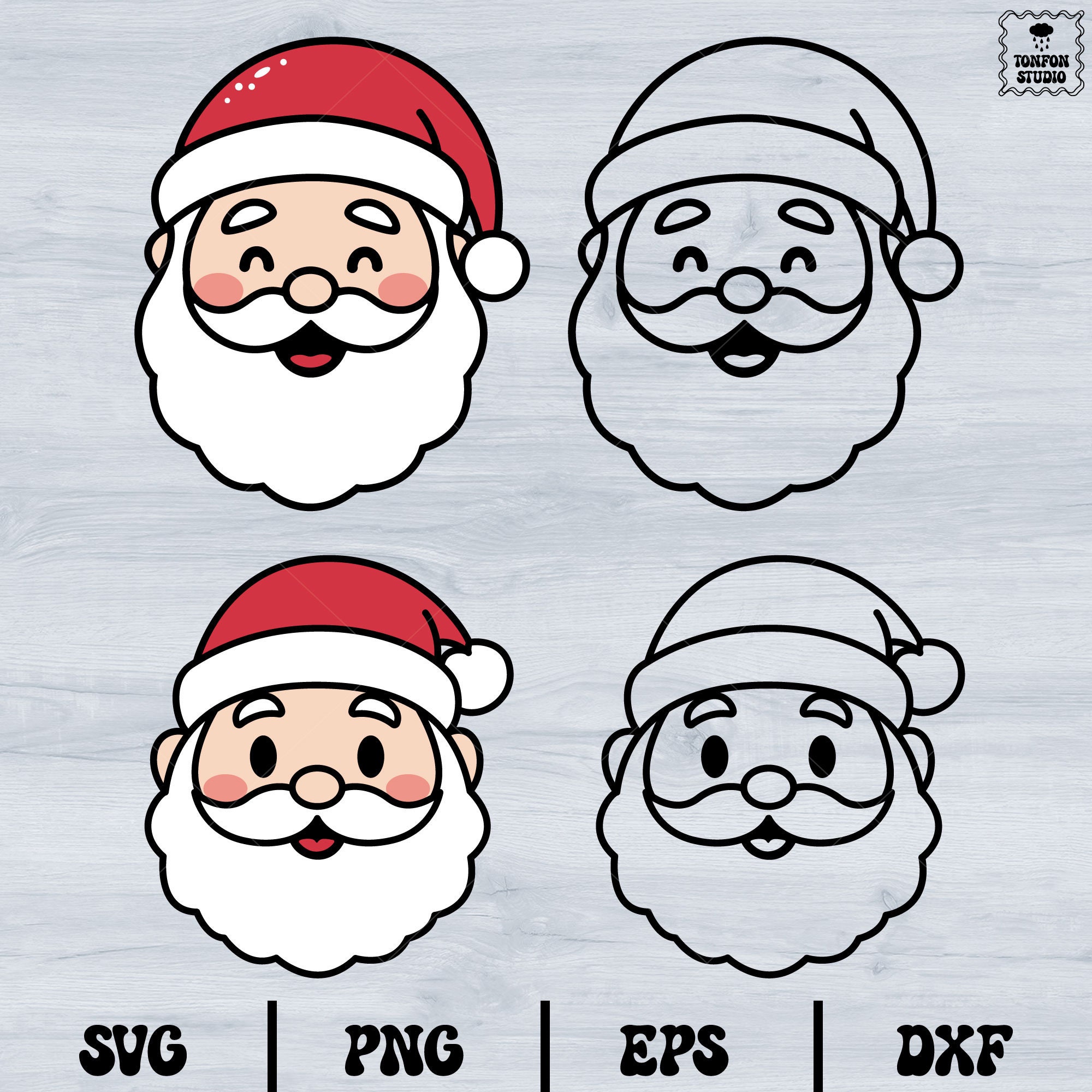 Santa Claus Face Svg, Funny Santa Head Clipart, Christmas Svg - Etsy
