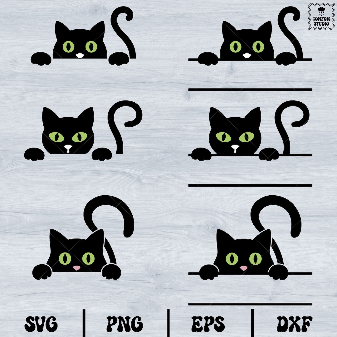 Cat Split Monogram Svg, Cute Cat Name Label Svg, Cat Frame Monogram ...