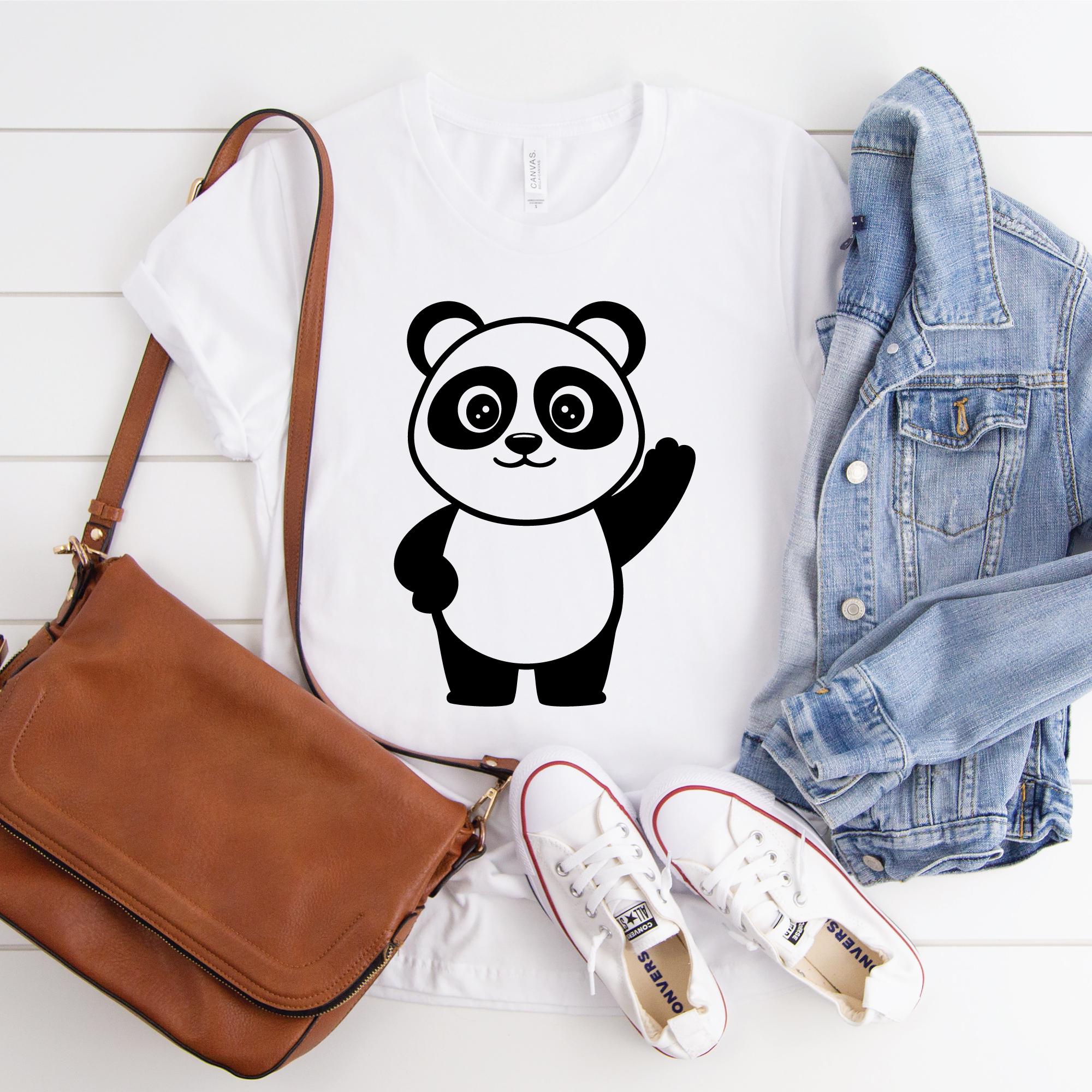 Cute Baby Panda Svg, Panda Waving Hello Svg, Panda Silhouette, Panda ...