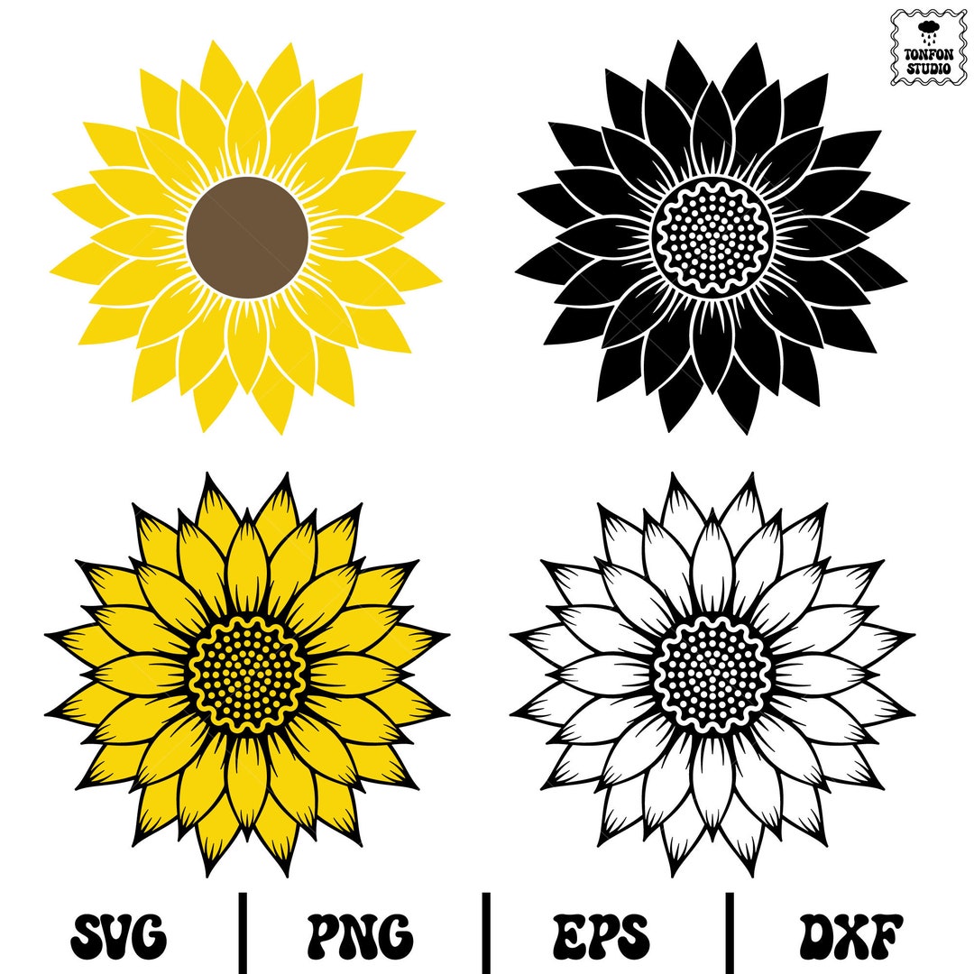 Sunflower Bundle Svg, Sunflower Svg, Flower Svg, Distressed Sunflower ...