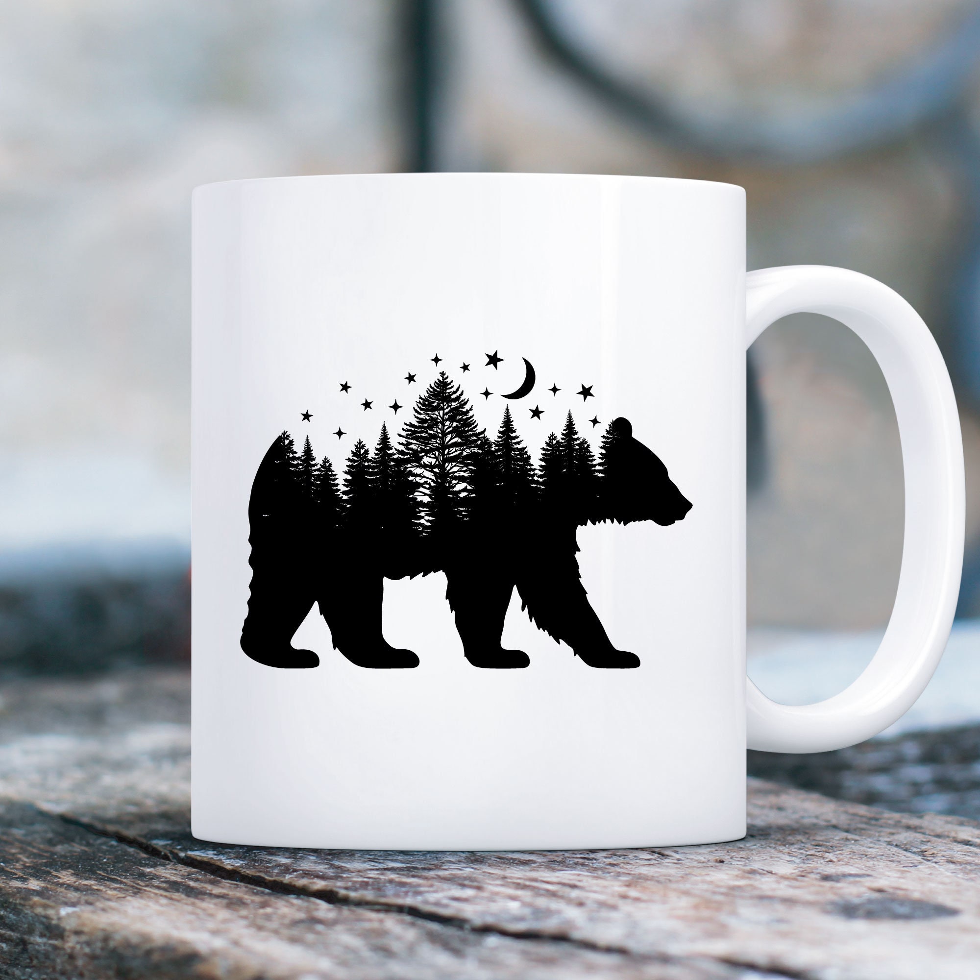 Bear Forest Svg, Bear With Pine Trees Svg - Etsy