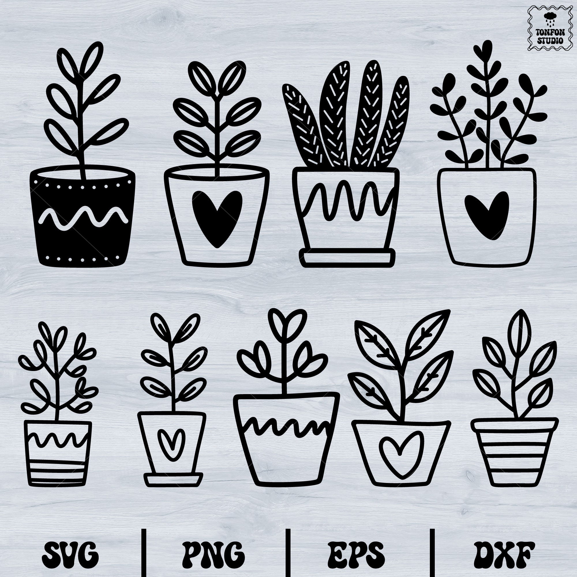 Plants Svg, Plants Bundle, Houseplant Svg, Hand-drawn Plants, Potted ...