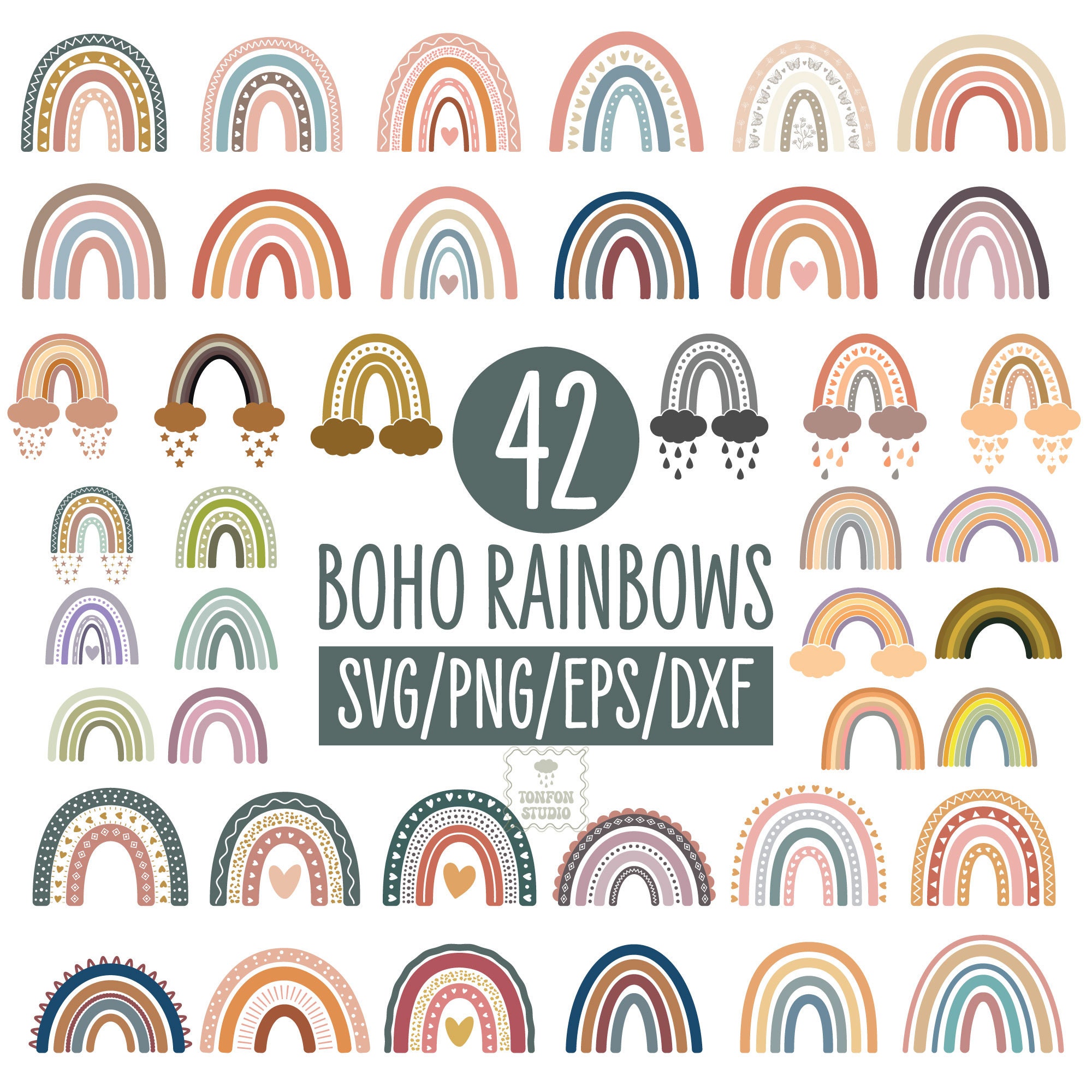 42 Boho Rainbow SVG Bundle Cute Rainbow SVG Boho Rainbow - Etsy