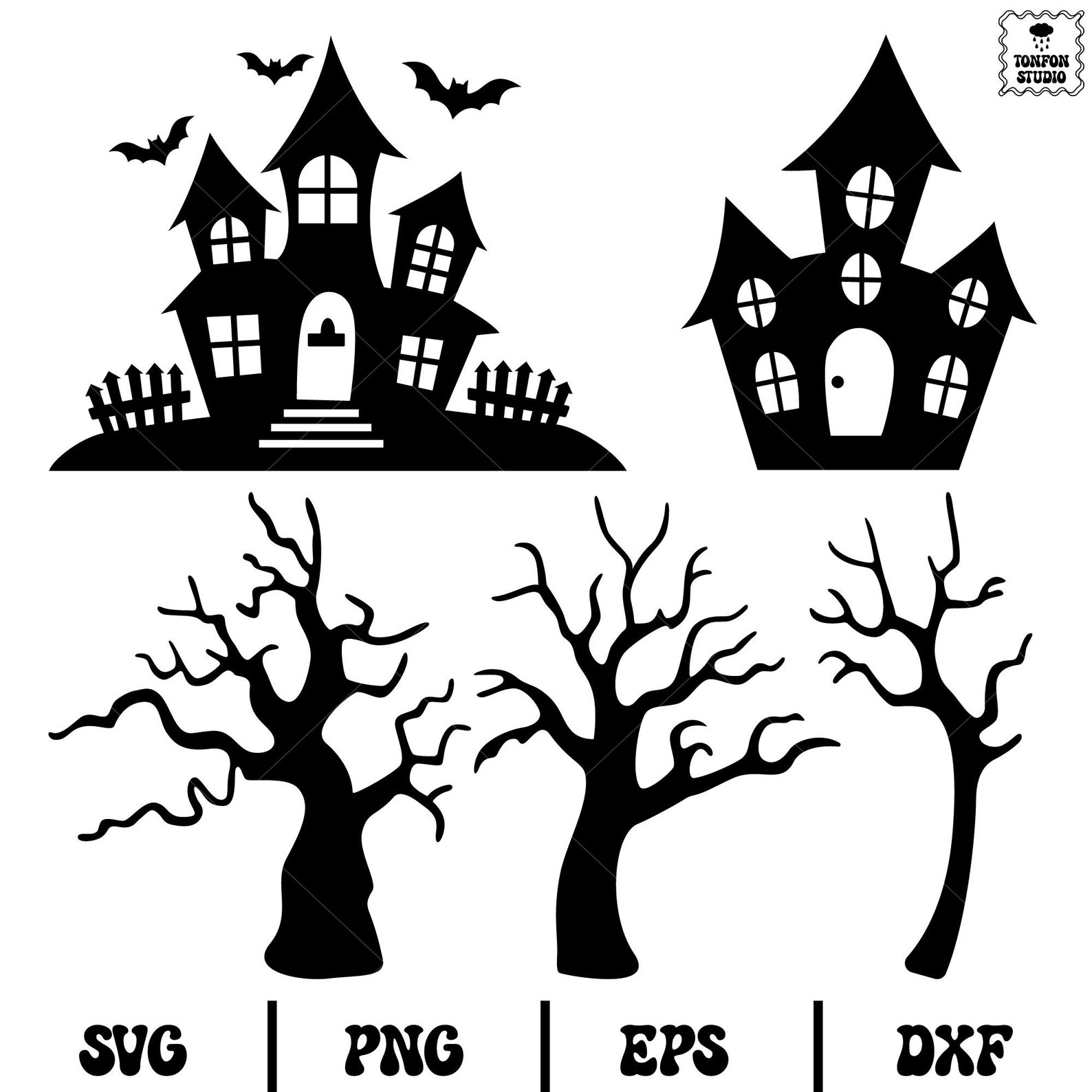 Haunted House Svg, Halloween Tree Svg, Halloween Haunted House ...