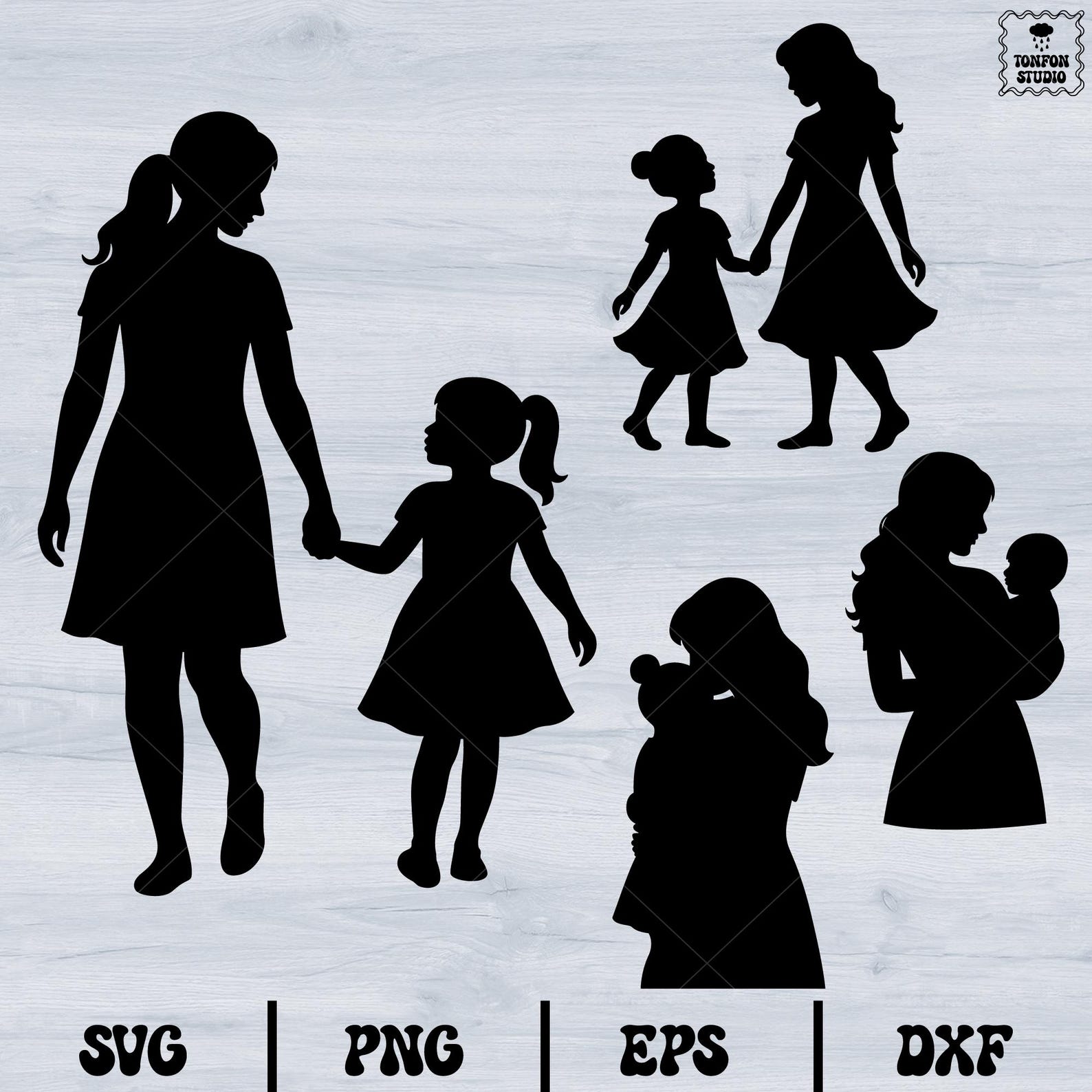 Mother and Daughter SVG | Mom and Daughter Silhouette | Family Love Cut ...