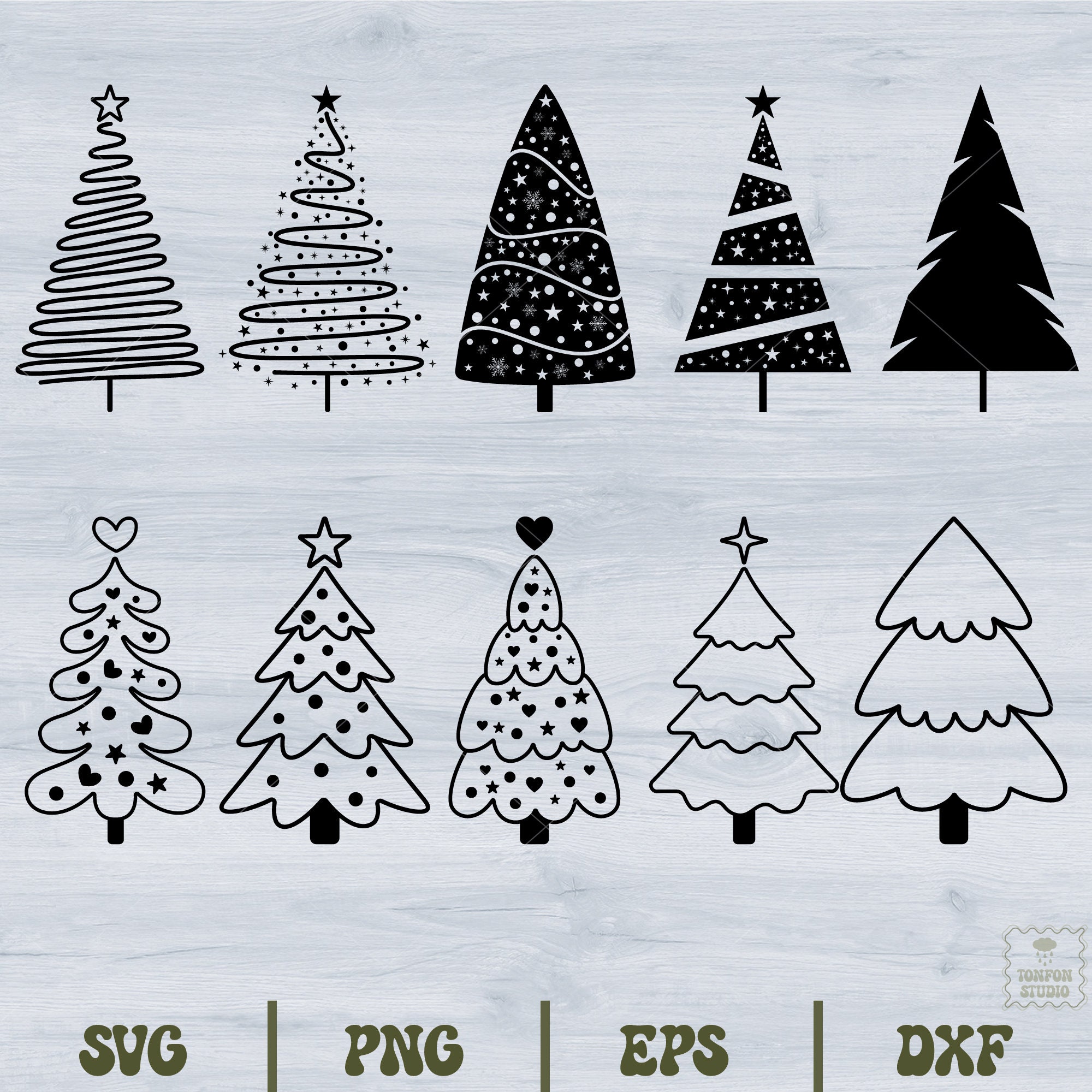 Christmas Tree Svg Bundle Christmas Svg Pine Tree Clipart - Etsy
