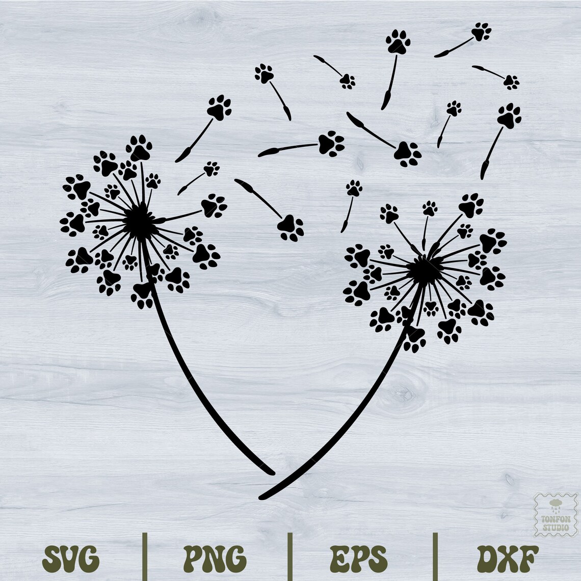 Dandelion With Paw Svg Dandelion Svg, Paw Print Svg, Dandelion Paws Svg ...