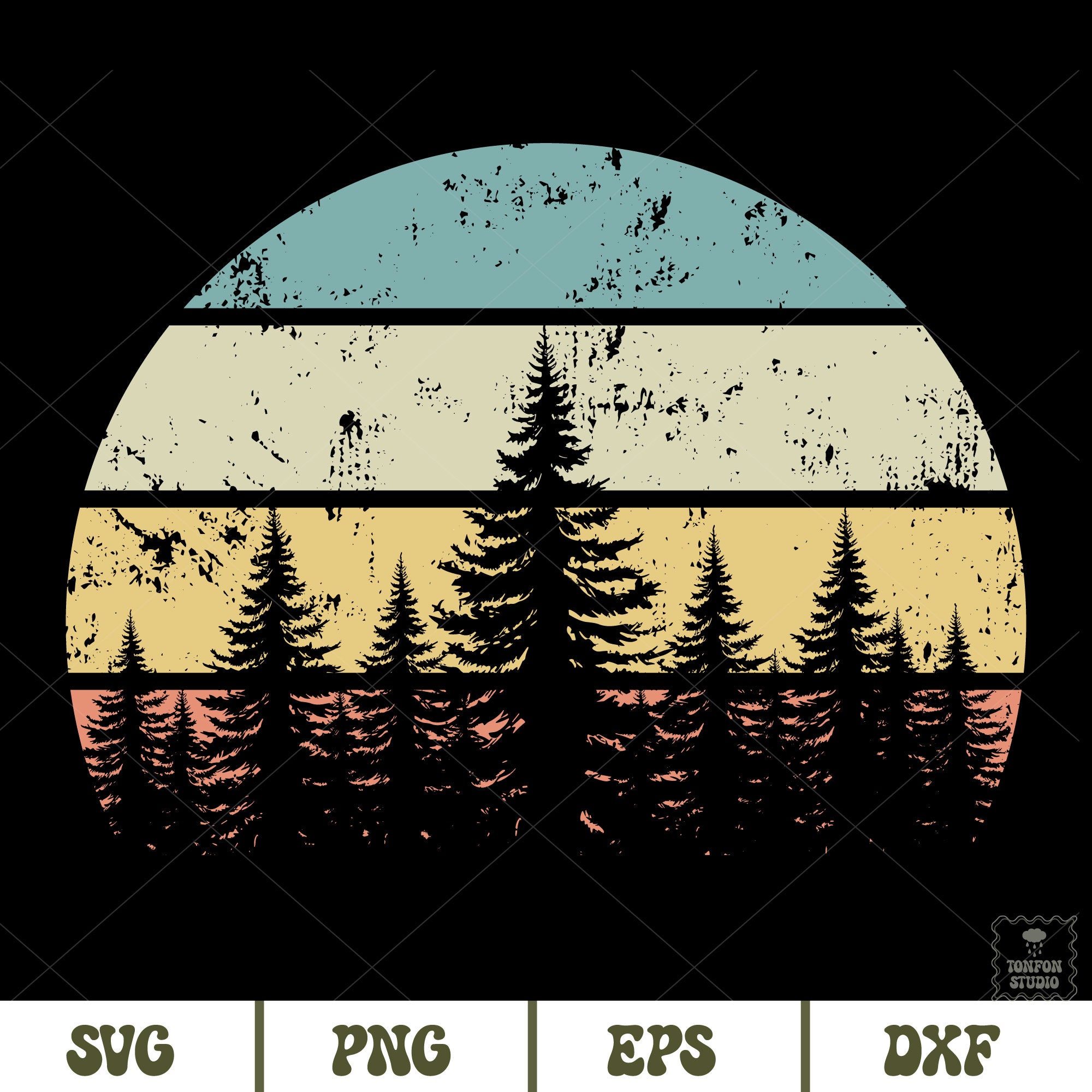 Sunset Pine Tree Svg, Pine Tree, Camping Svg, Outdoor Nature Sunset Svg, Camping Outdoors ...