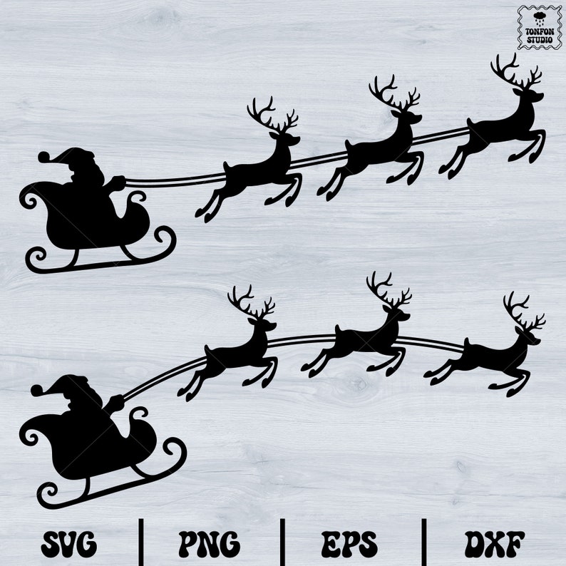 Santa's Sleigh Svg, Christmas Svg, Santa Claus Silhouette Svg - Etsy