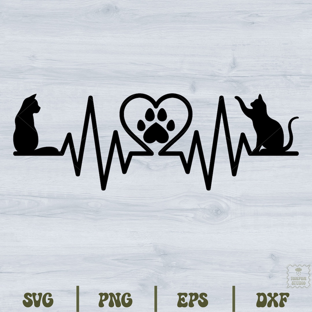 Cat Heartbeat Svg, Heartbeat Love Cat, Love Cat, Cricut - Etsy