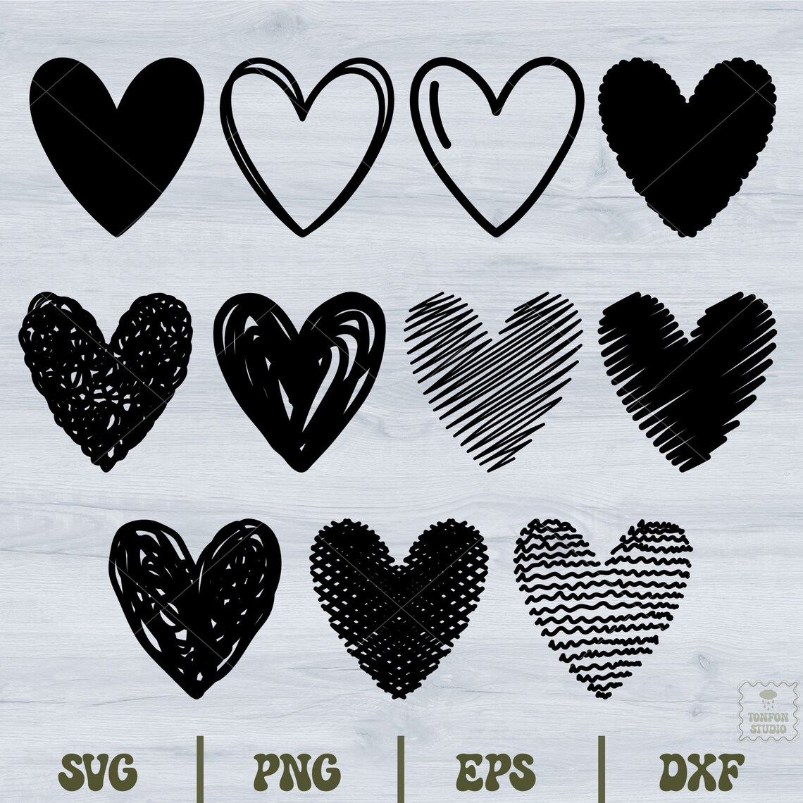 Heart Svg Bundle, Heart Svg, Hand Drawn Heart Svg, Doodle Heart Svg ...
