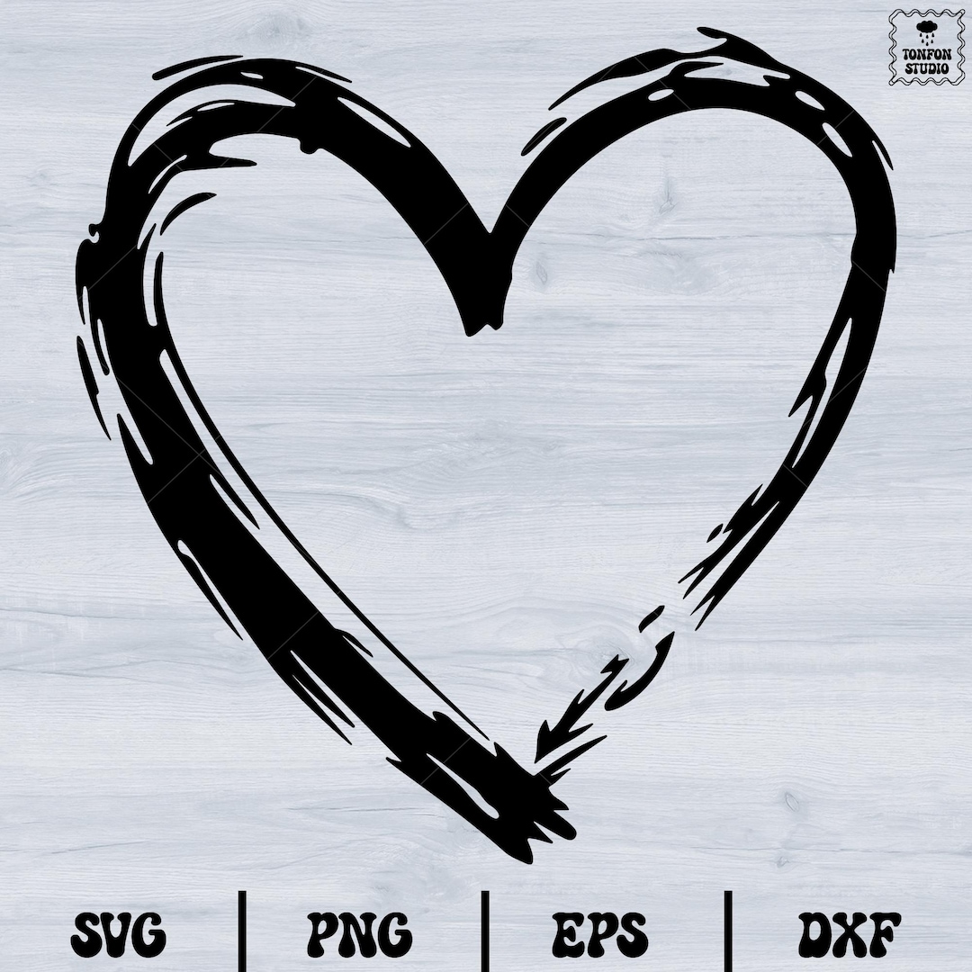 Hand Drawn Heart, Brushstroke Hearts Svg, Hand Lettered Heart Svg ...
