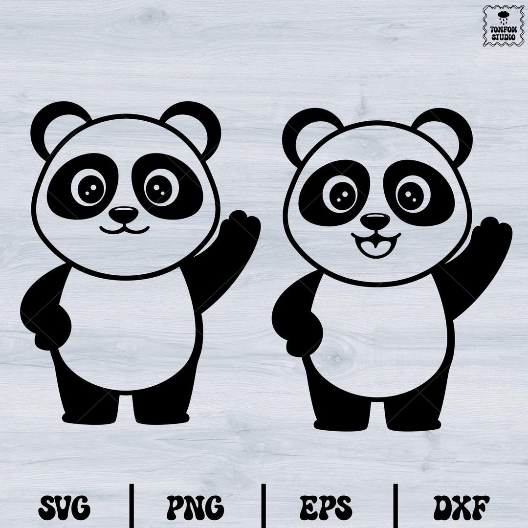 Cute Baby Panda Svg, Panda Waving Hello Svg, Panda Silhouette, Panda ...