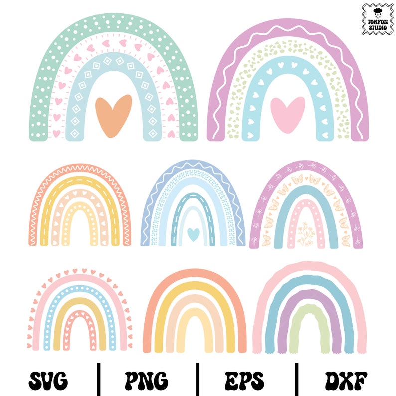 Pastel Rainbow Bundle, Boho Rainbow Svg, Happy Rainbows Svg, Pastel ...