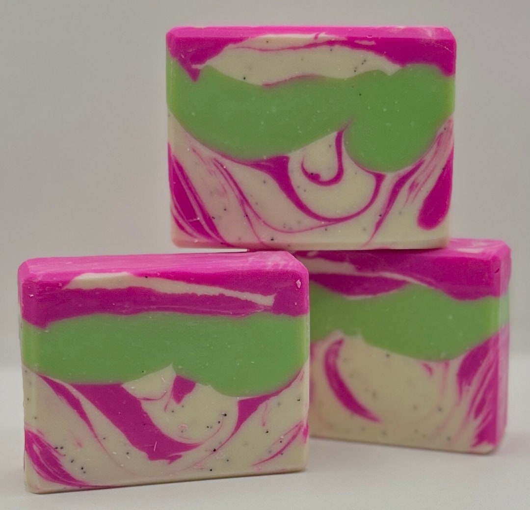 Pink Dragon Fruit & Lemongrass Handcrafted Soap Dragon Fruit Soap Fruity Soap Lemongrass Soap ...