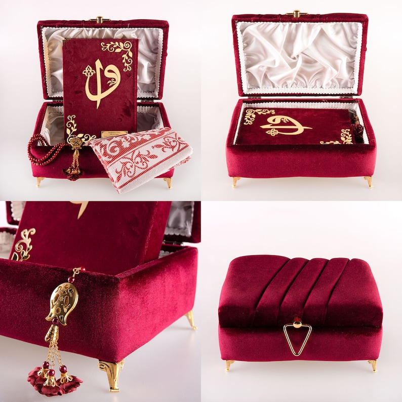 Personalized Velvet Quran Pearl Prayer Beads Prayer Mat Muslim Gift Set ...