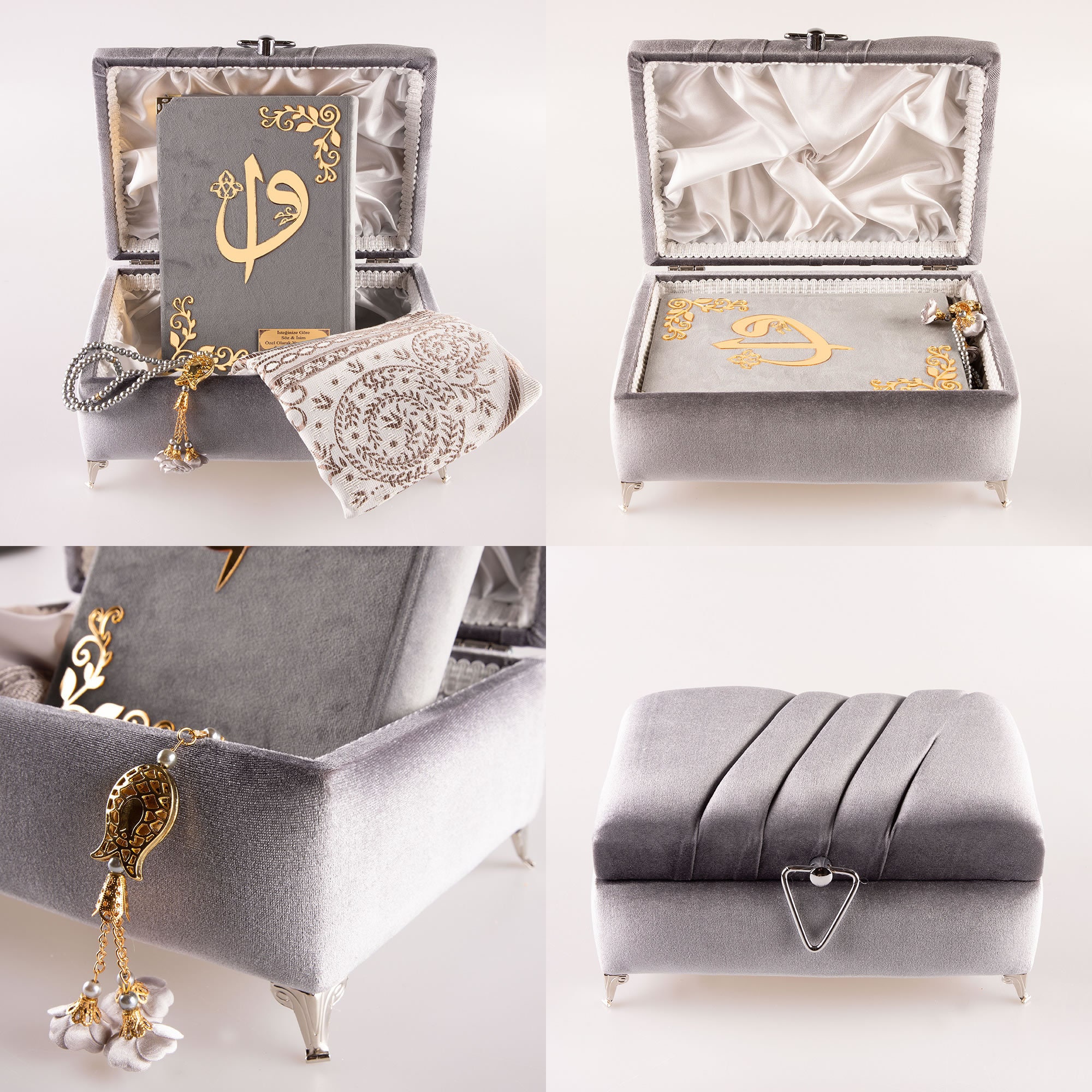 Personalized Velvet Quran Pearl Prayer Beads Prayer Mat Muslim Gift Set ...