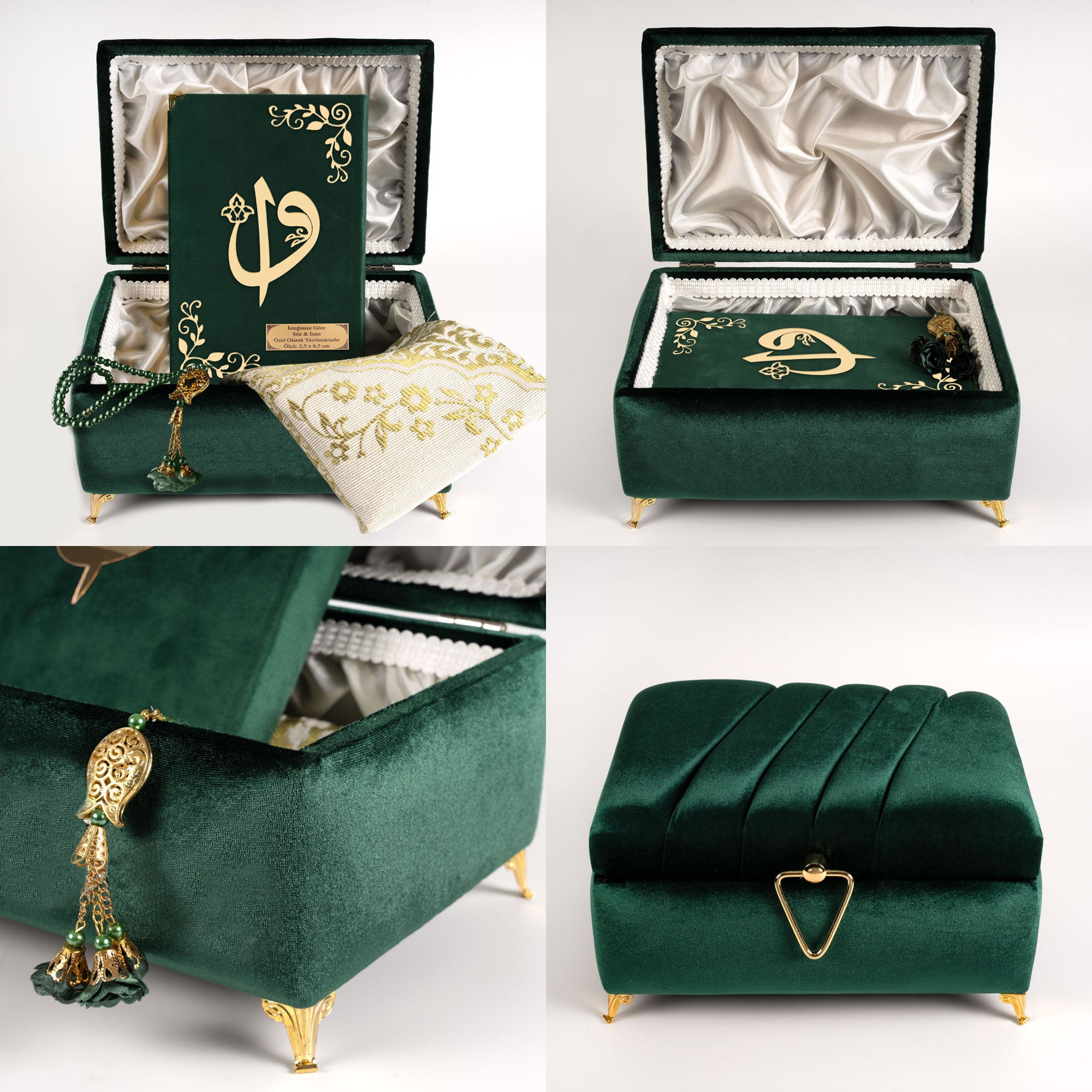 Personalized Velvet Quran Pearl Prayer Beads Prayer Mat Muslim Gift Set ...