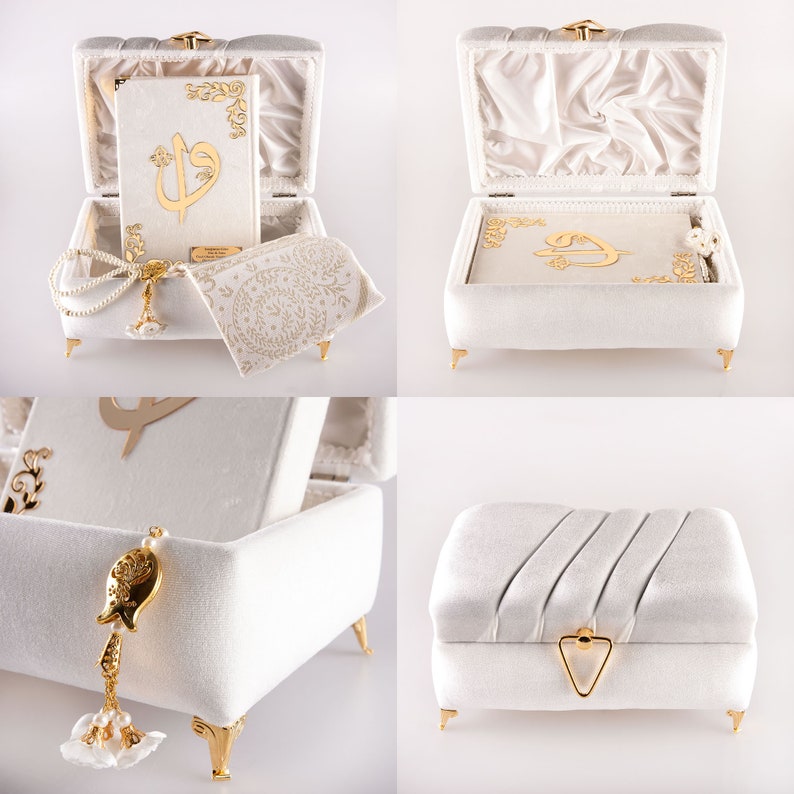 Personalized Velvet Quran Pearl Prayer Beads Prayer Mat Muslim Gift Set ...